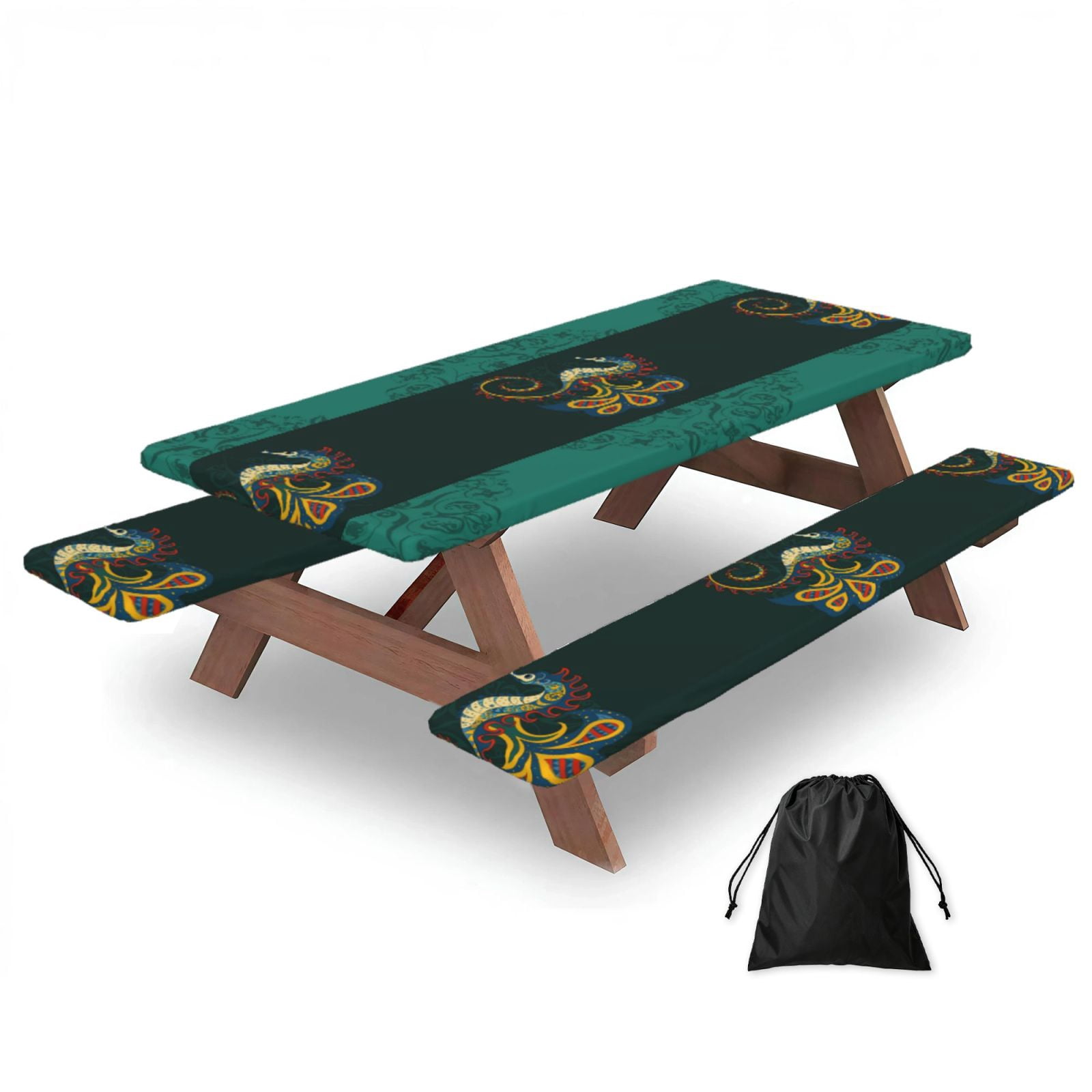 Seahorse Arts Sea Horse Hippocampus 3-Piece Fitted Picnic Table and ...