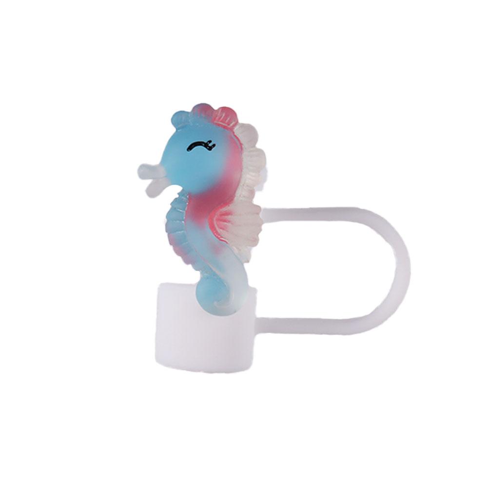 Seahorse (B) $10mm marine life straw cap silicone cartoon octopus ...