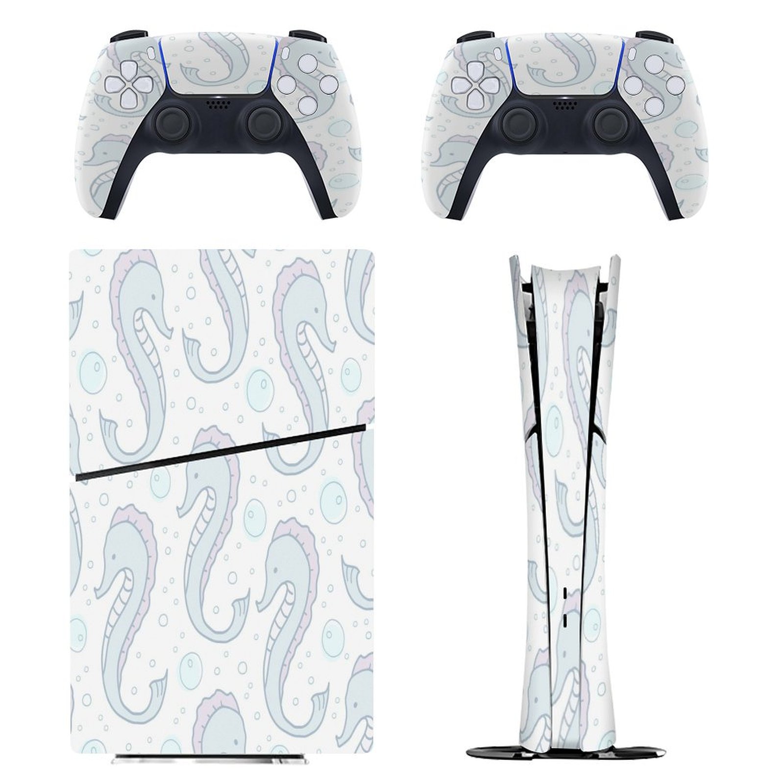 Seahorse, Bubble, Aqua Blue PS5/PS5 Slim Digital Disc Skin Sticker For ...