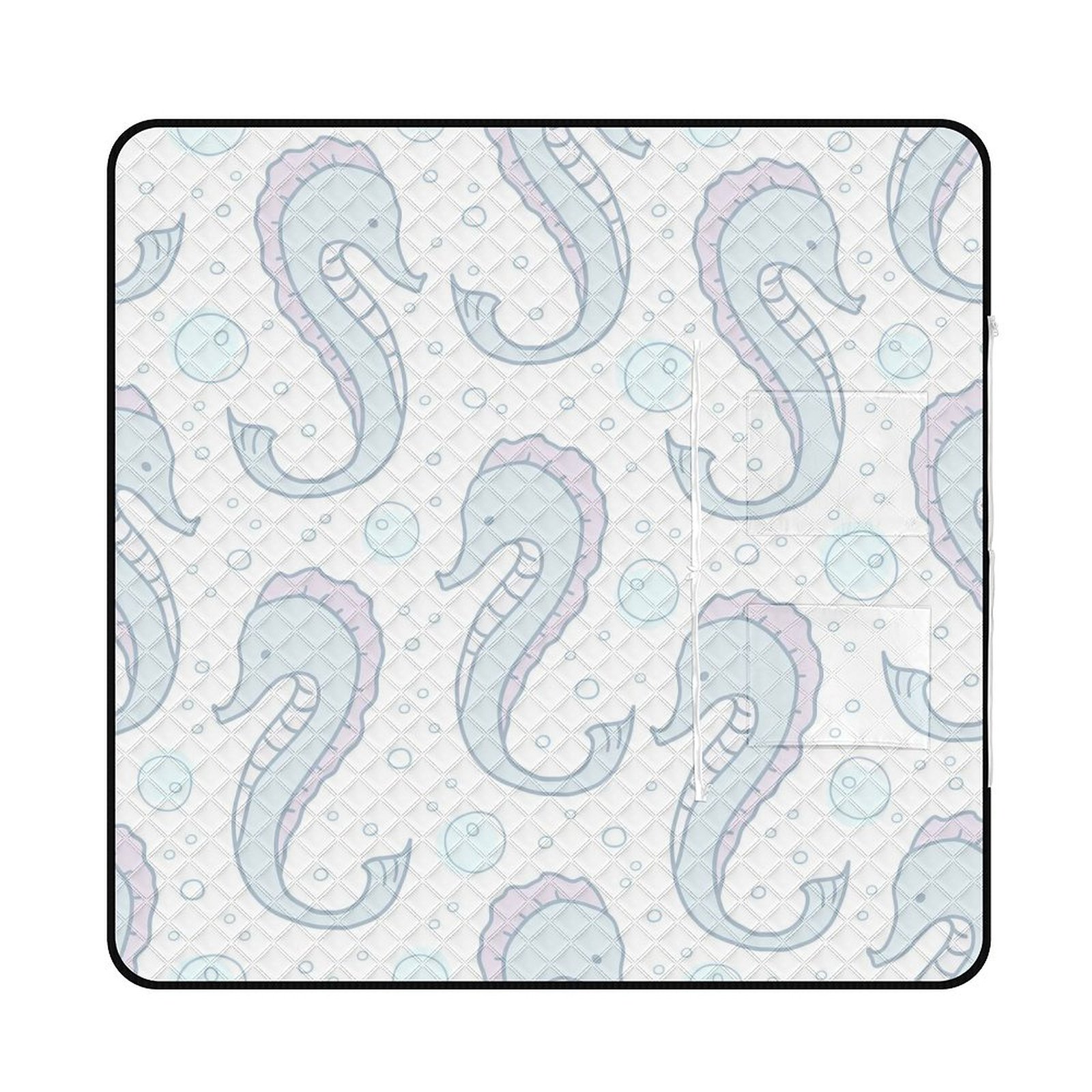 Seahorse, Bubble, Aqua Blue Waterproof Beach Mat Folding Mattress ...