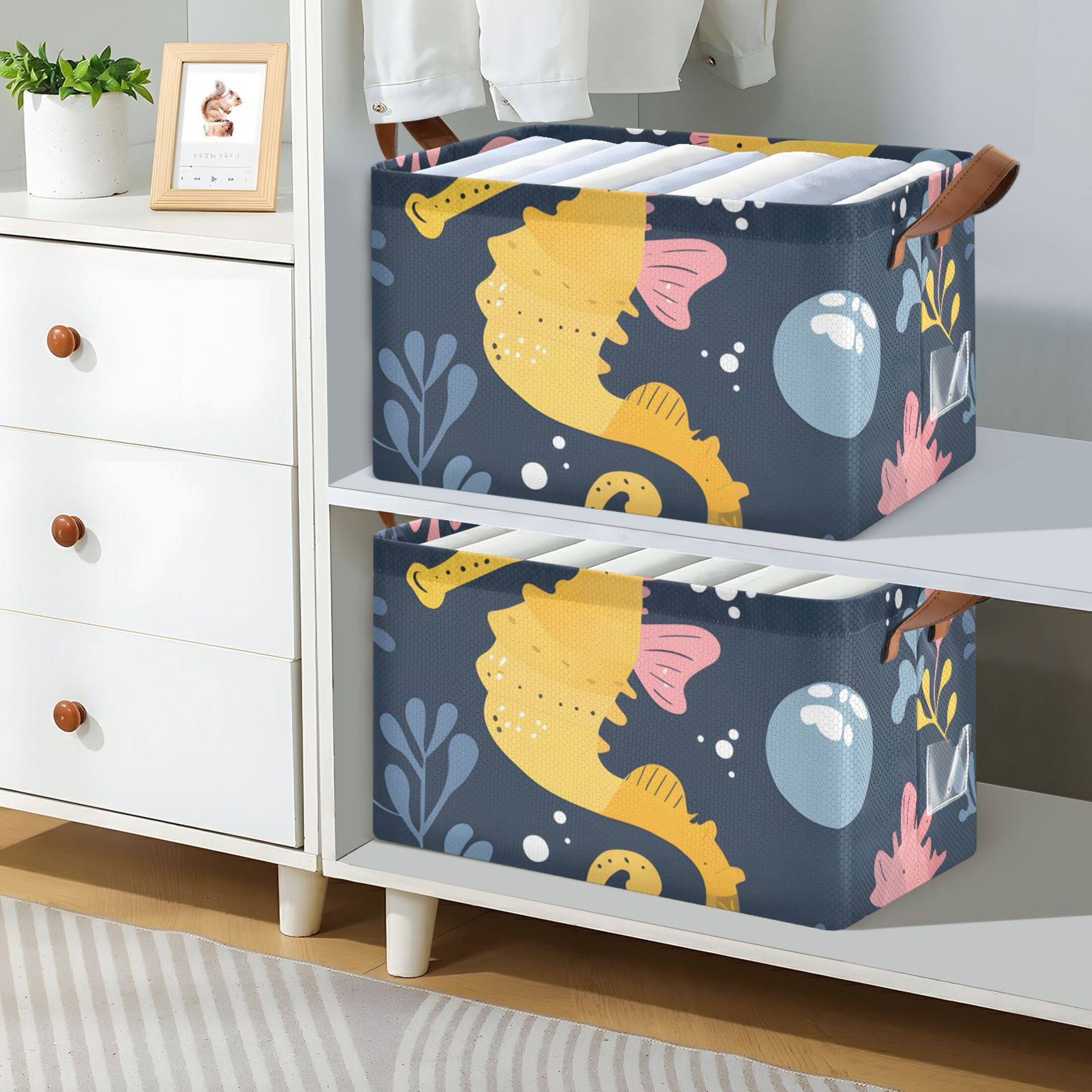 Seahorse Bubble Foldable Storage Large Fabric Storage Baskets Organizer ...