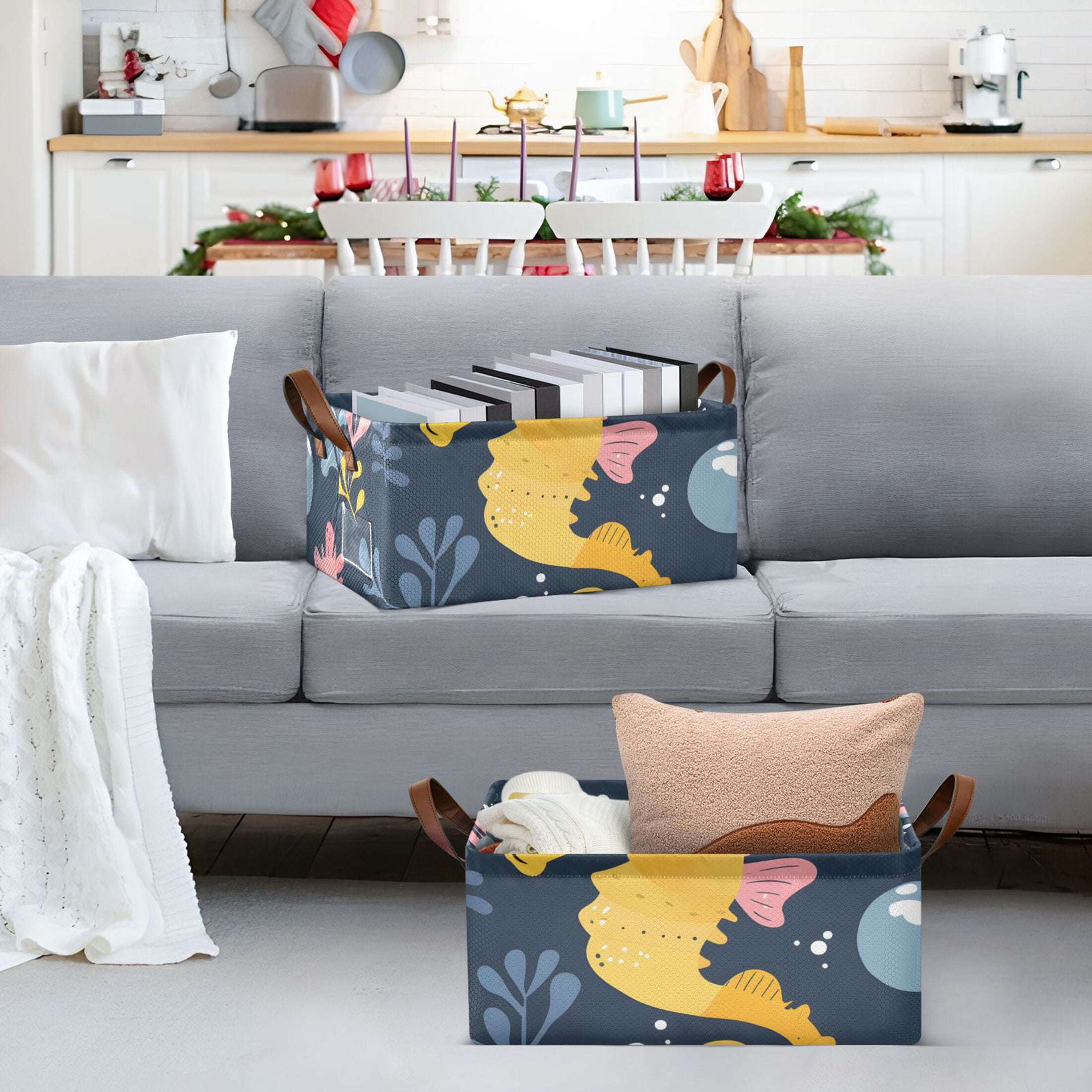 Seahorse Bubble Storage Bins with Handles Foldable Storage Baskets for ...