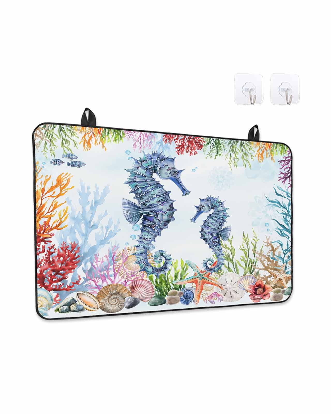 Seahorse Coastal Stove Top Covers for Electric Stove, Kitchen Glass ...