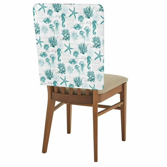 Seahorse Coral Shell Chair Back Covers Set of 6, Starfish Ocean Stretch ...