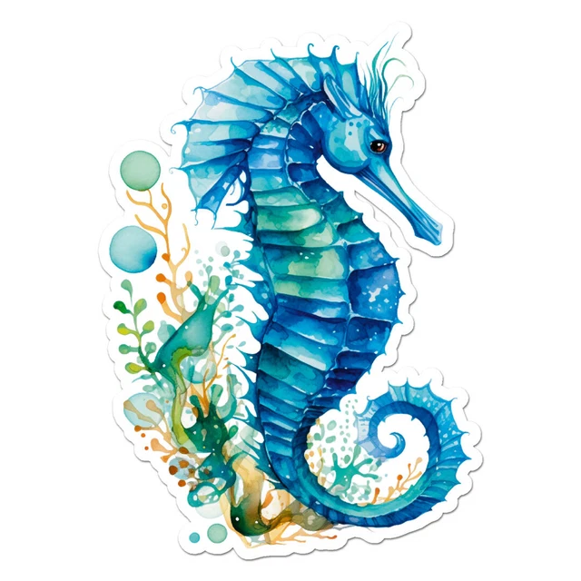 Seahorse Coral Sticker Phone Decal Water Bottle Stickers Car Decals ...
