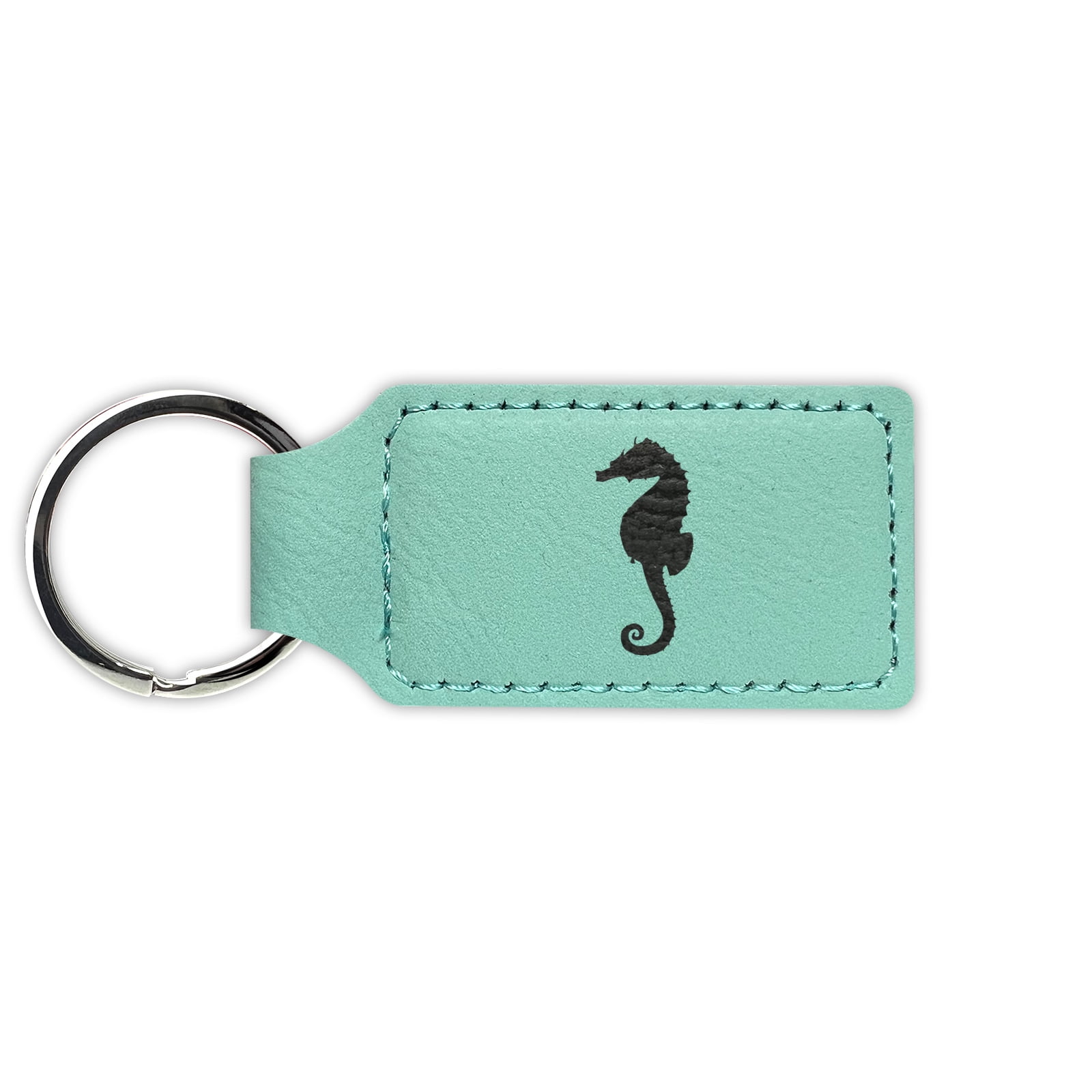 Seahorse Keychain Leatherette Rectangle - Laser Engraved - Many Colors ...