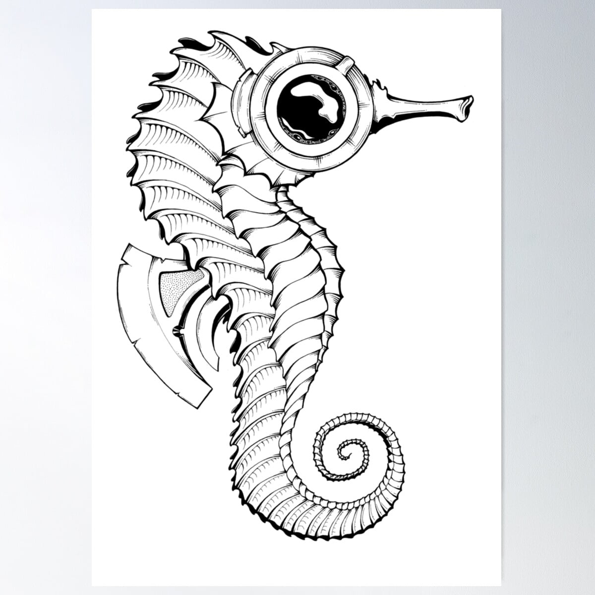 Seahorse Line Art Poster Wall Art, Modern Wall Decor For Living Room ...