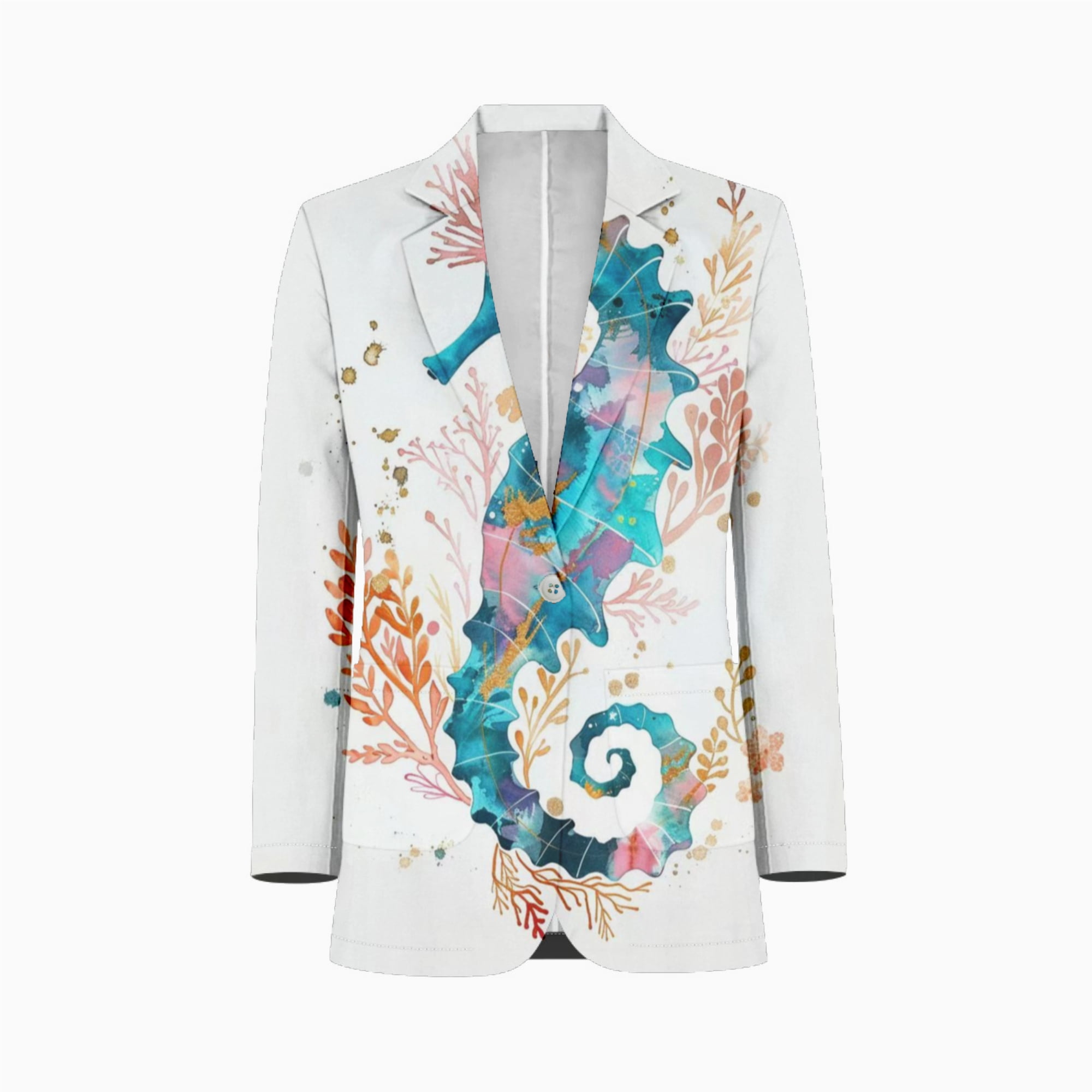 Seahorse Seaweed Mens Suits Shawl Collar Slim Fit Suit Mens Groom ...