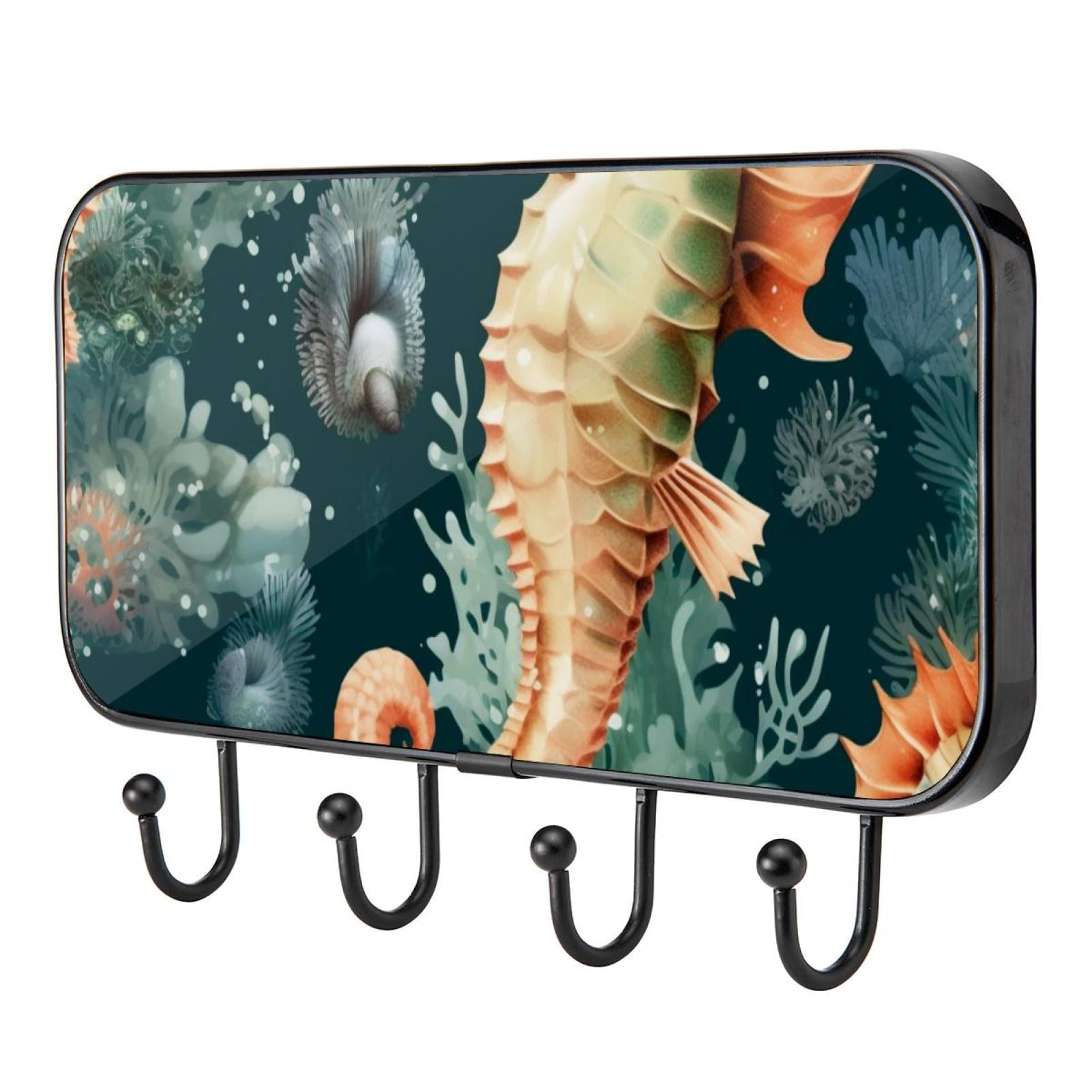 Seahorse Self Adhesive Towel Coat Wood Iron Hooks for Home Keys Door ...