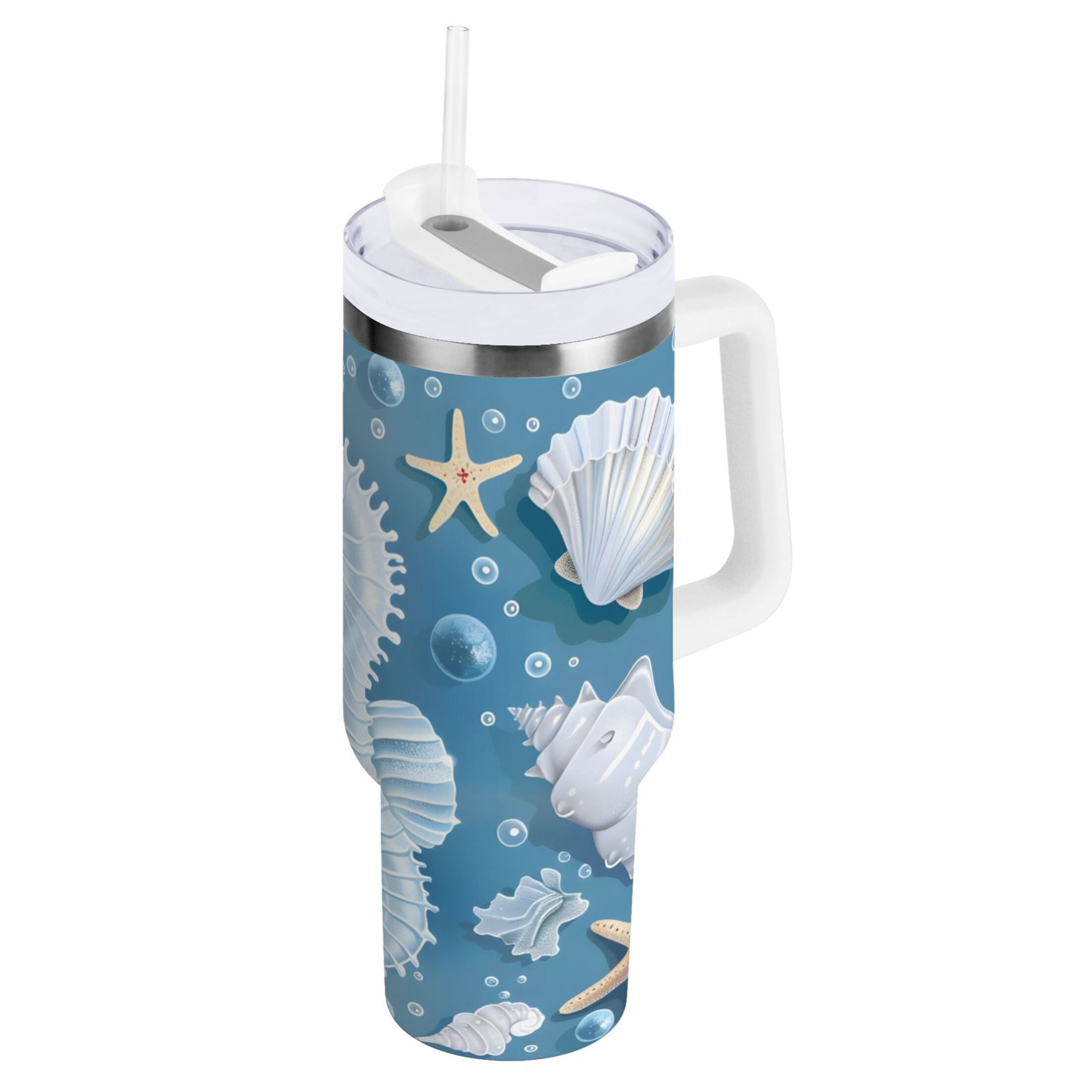 Seahorse Shell Starfish 40 oz Tumbler with Handle and Straw Lid Vacuum ...