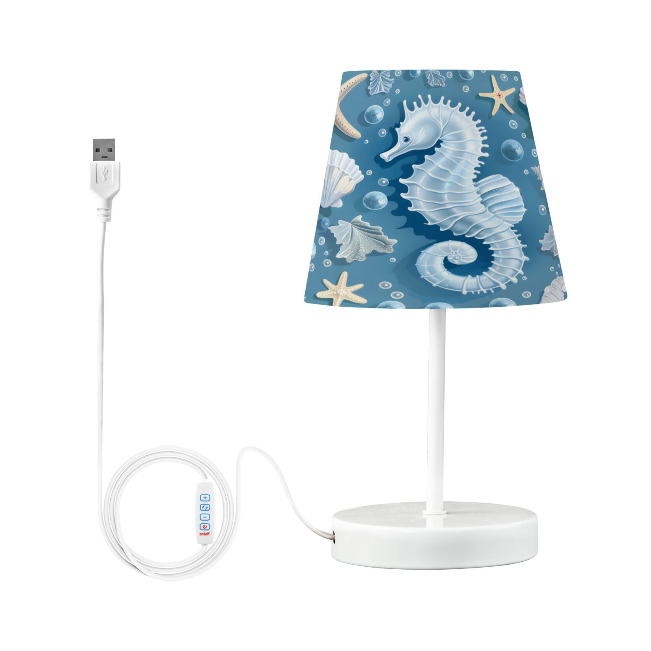 Seahorse Shell Starfish Desk Lamp LED Table Nightstand Lamps with 3 ...