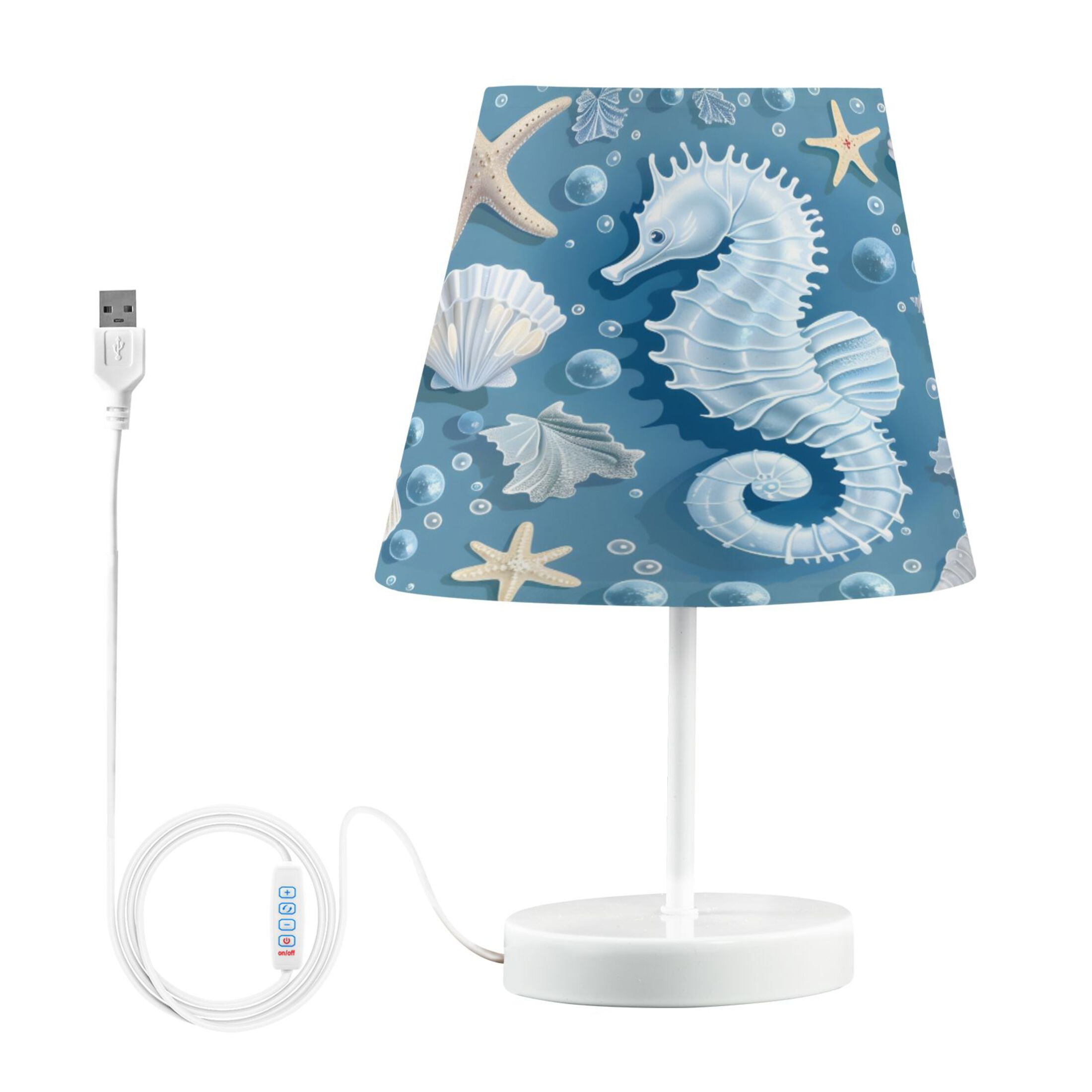 Seahorse Shell Starfish Desk Lamp LED Table Nightstand Lamps with 3 ...