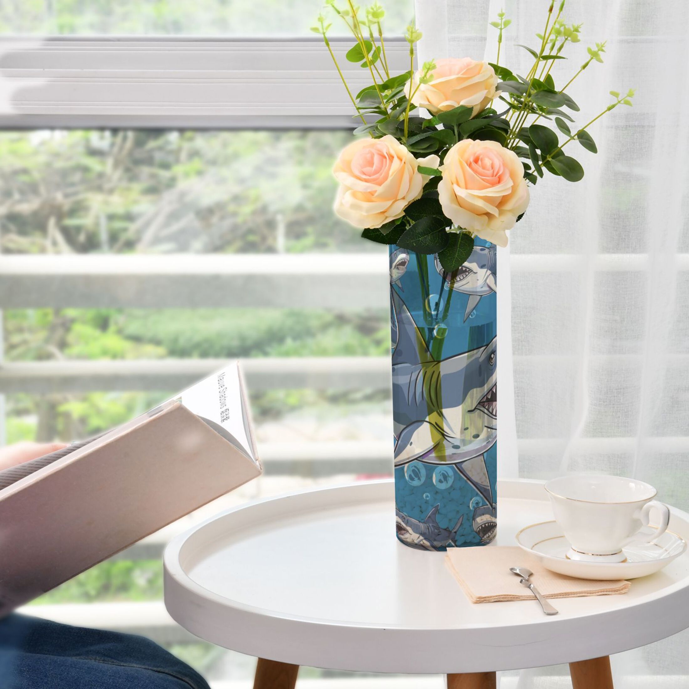 Seahorse Shell Starfish Flower Vase 11.8x3.9 inch Vases Clear Non Breakable Plastic for Modern ...