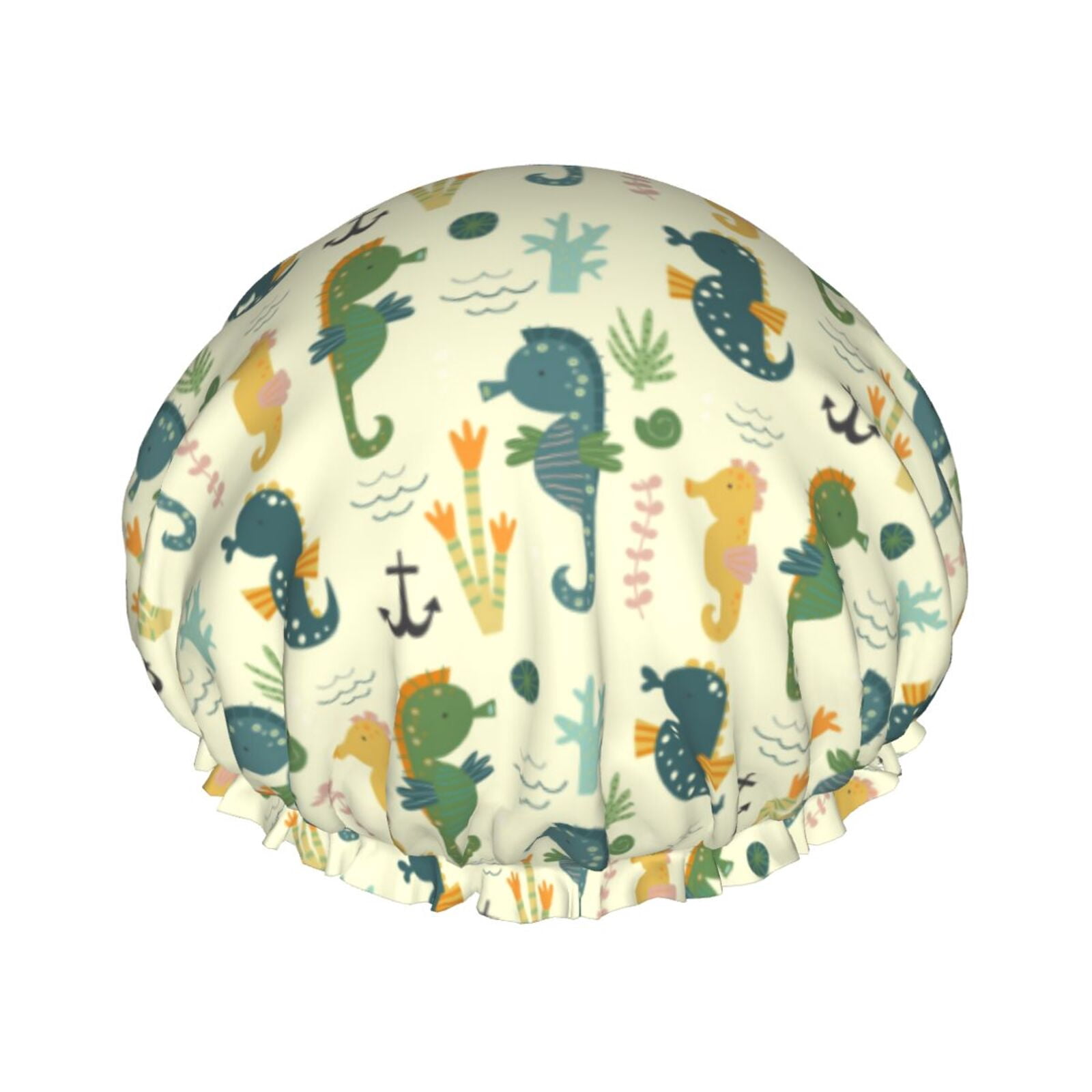 Seahorse Shower Cap for Women, Double Waterproof Layers Shower Caps ...