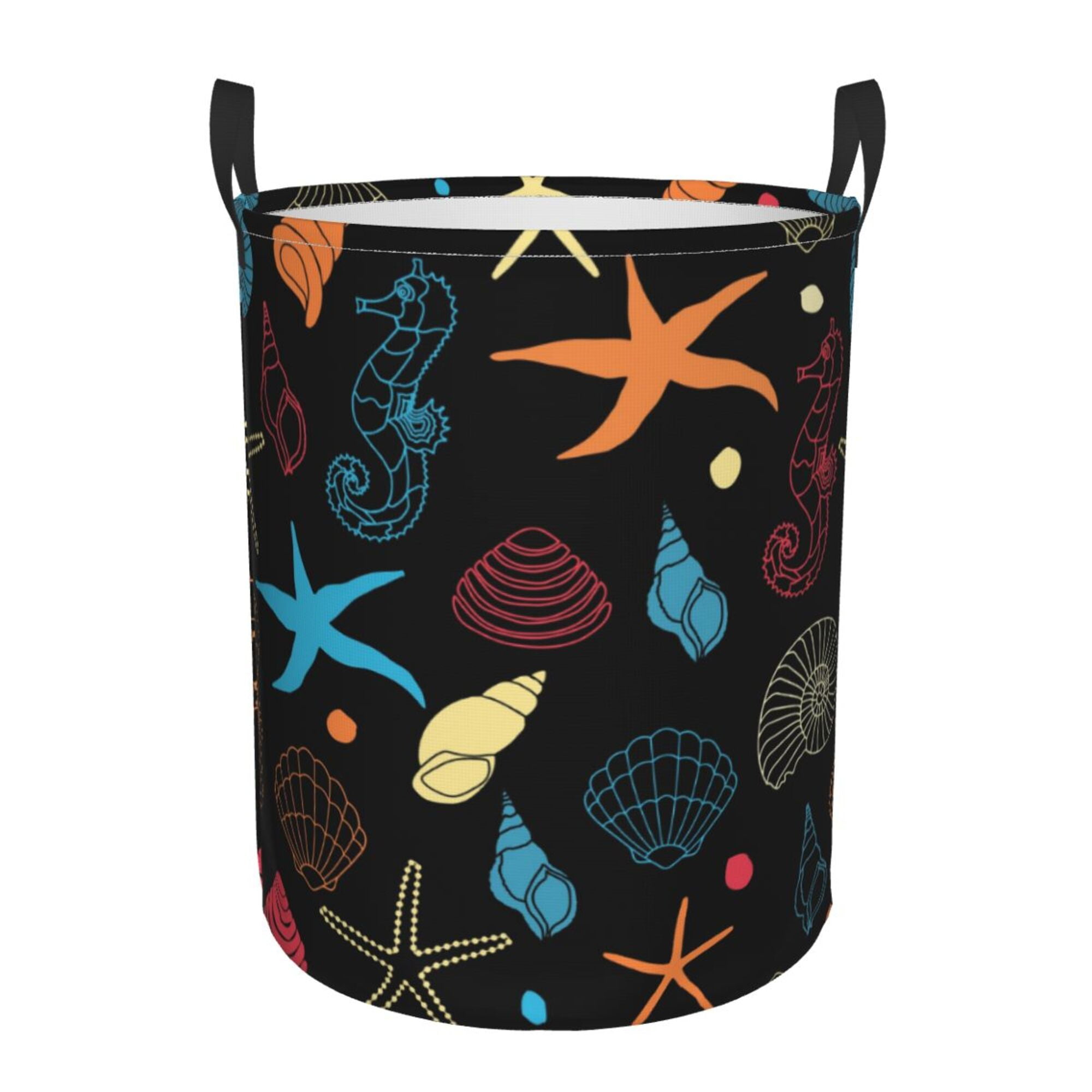 Seahorse Starfish Laundry Basket Organizer Collapsible -Dirty Clothes ...