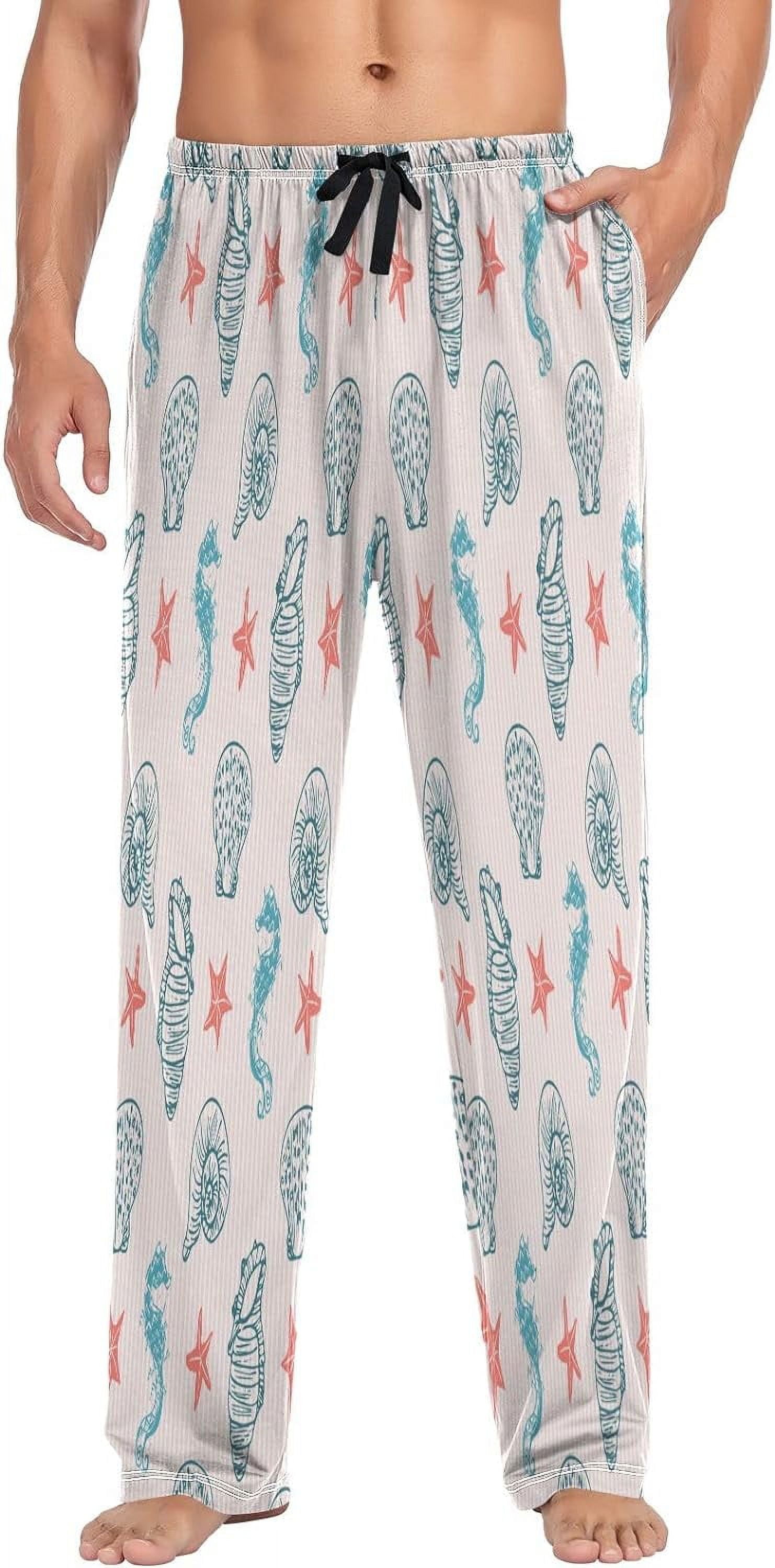 Seahorse Starfish and Seashell Men's Pajama Pants Lightweight Sleepwear ...