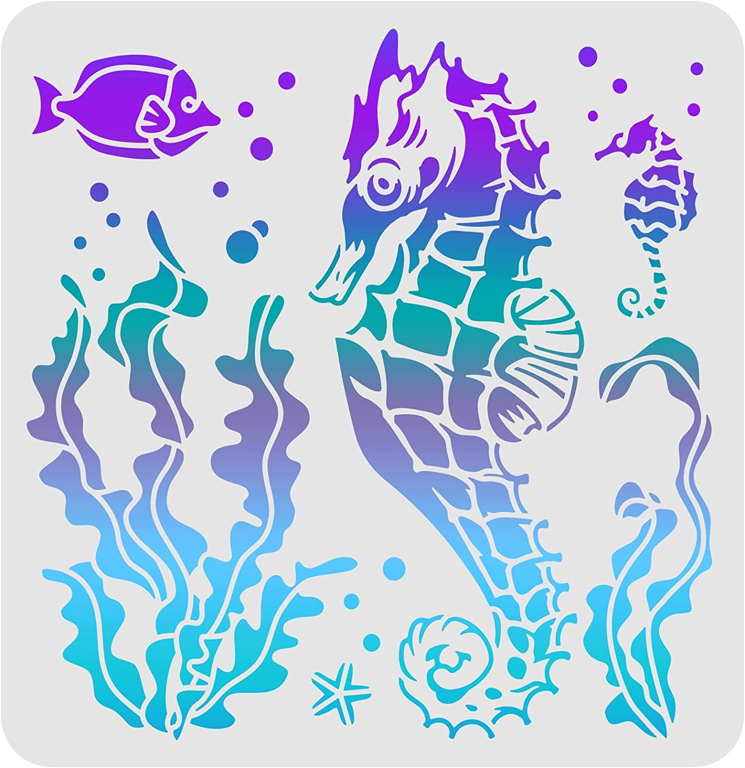 Seahorse Stencil Reusable Seahorse Template for Painting Sea Animal Stencil Sea Creatures ...