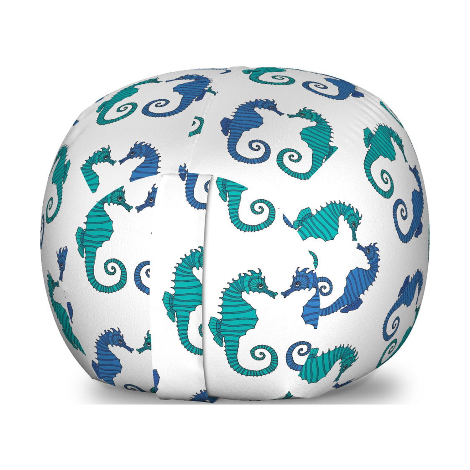 Seahorse Storage Toy Bag Chair, Ornate Drawings of Nautical Creatures ...