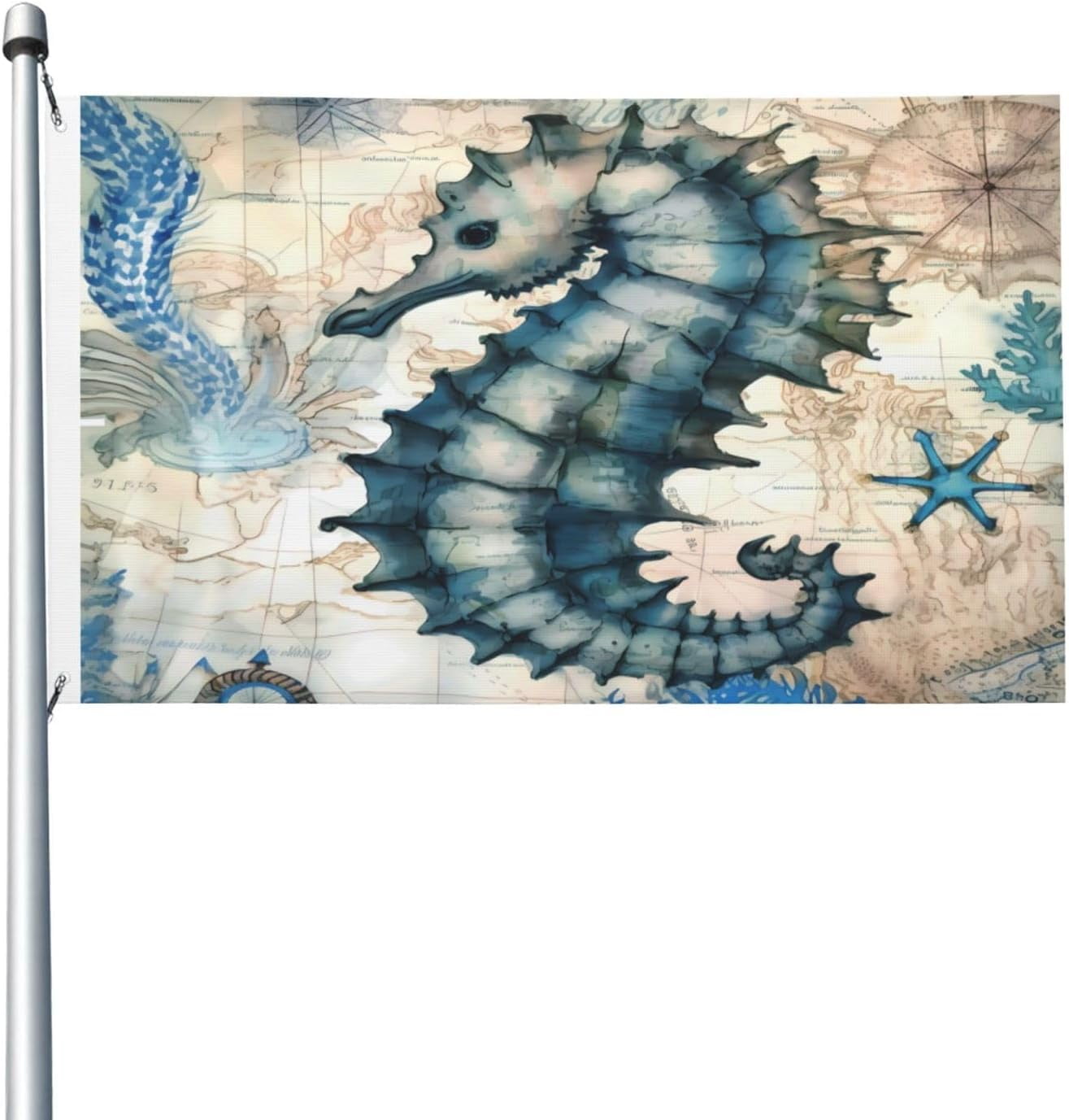 Seahorse Under The Ocean Water Printde Flag 4.85x8 ft,Garden Yard House ...