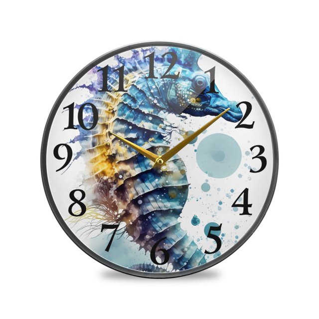 Seahorse Wall Clocks Battery Operated 9.5 Inch Round Clock Acrylic ...