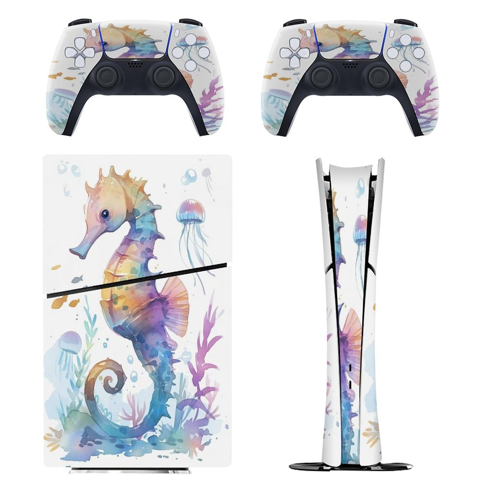 Seahorse Watercolor PS5/PS5 Slim Digital Disc Skin Sticker For Console ...