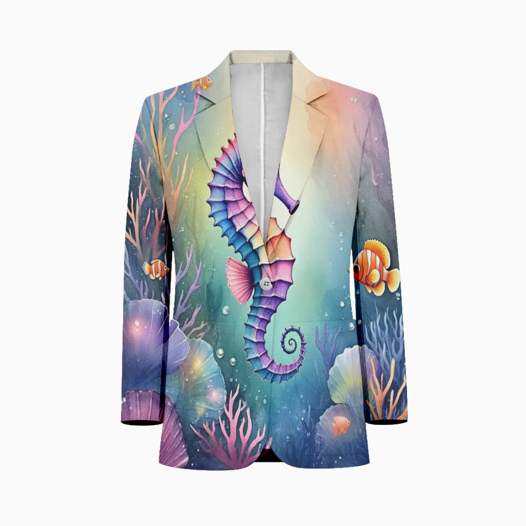 Seahorse clown fish Customized Men's Suits full man Shawl Collar ...