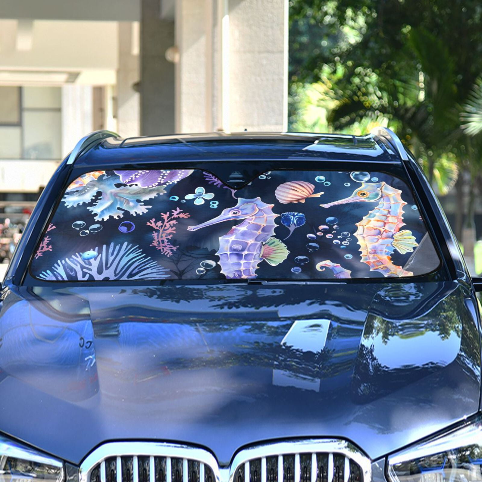 Seahorse with Jellyfish Automotive Front Car Windshield Sun Shade ...