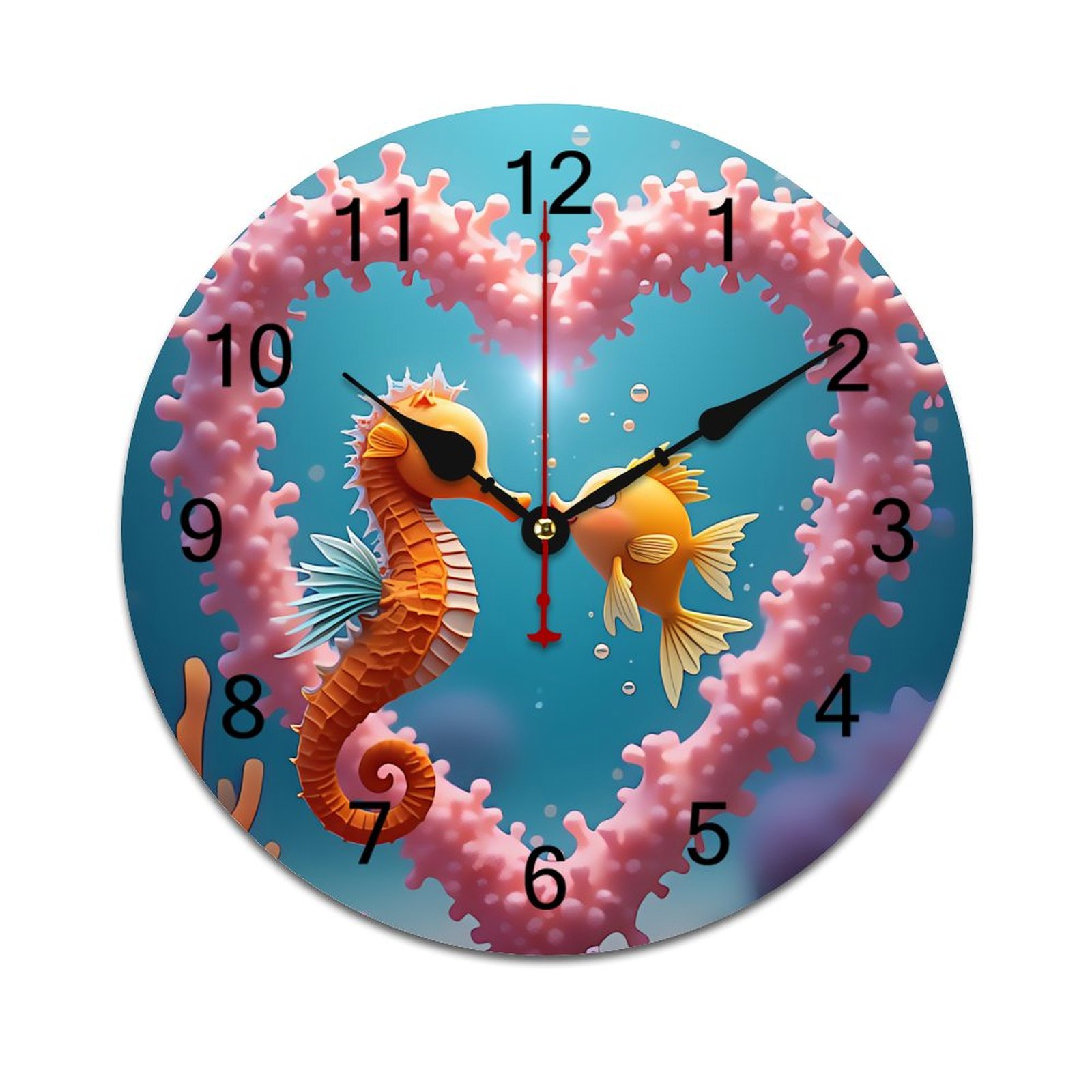 Seahorses Coral Reefs Time Decorative Wall Clocks Round Large Wall ...