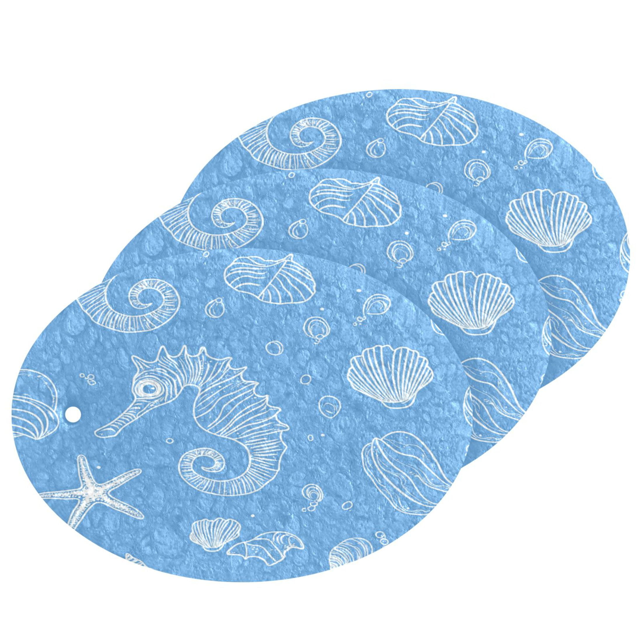 Seahorses Starfish and Shells 3 Pack Dish Sponges Bulk Natural Sponges ...