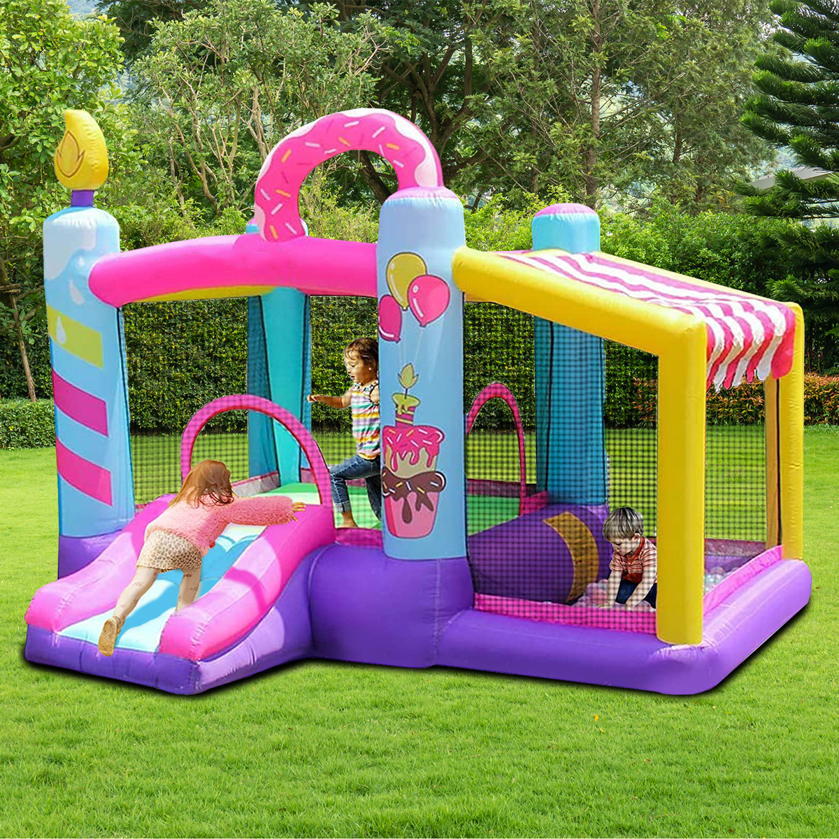 Seaich Donuts Jumping Castle | 9.5 x 8.8 x 7 ft Inflatable Bounce House ...