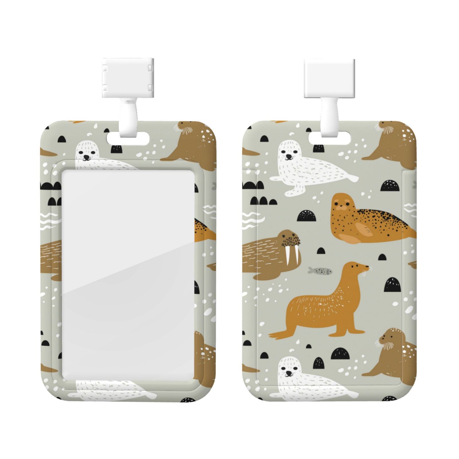 Seal And Walrus Pattern Id Card Badge With Lanyard,Name Tag Holder ...