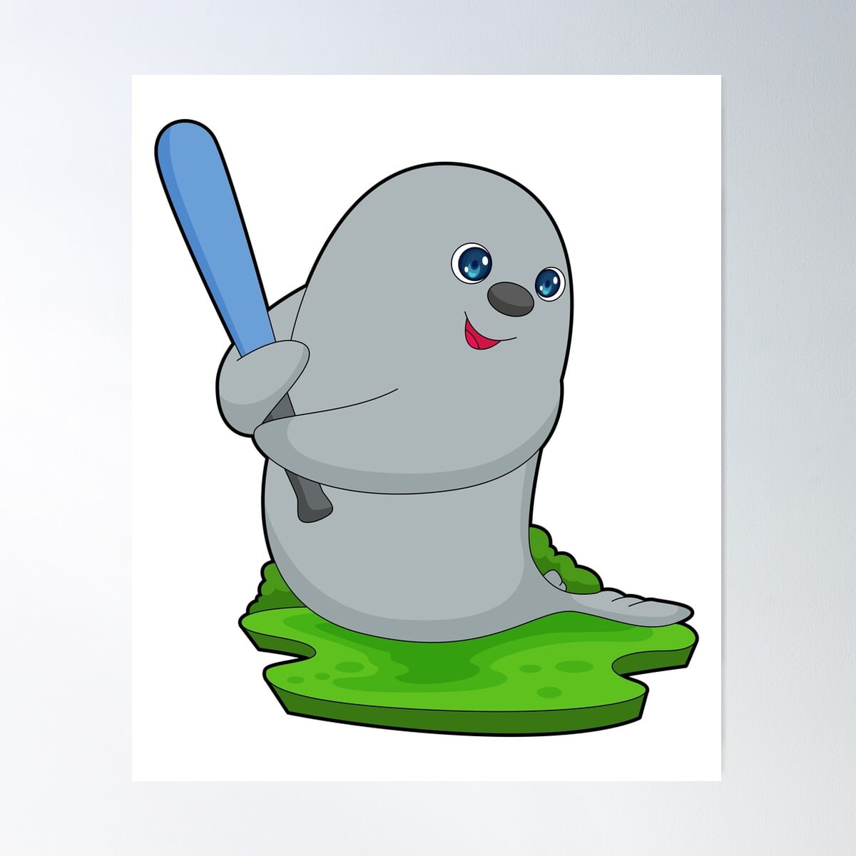 Seal Baseball Baseball Bat Poster Wall Art, Modern Wall Decor For ...