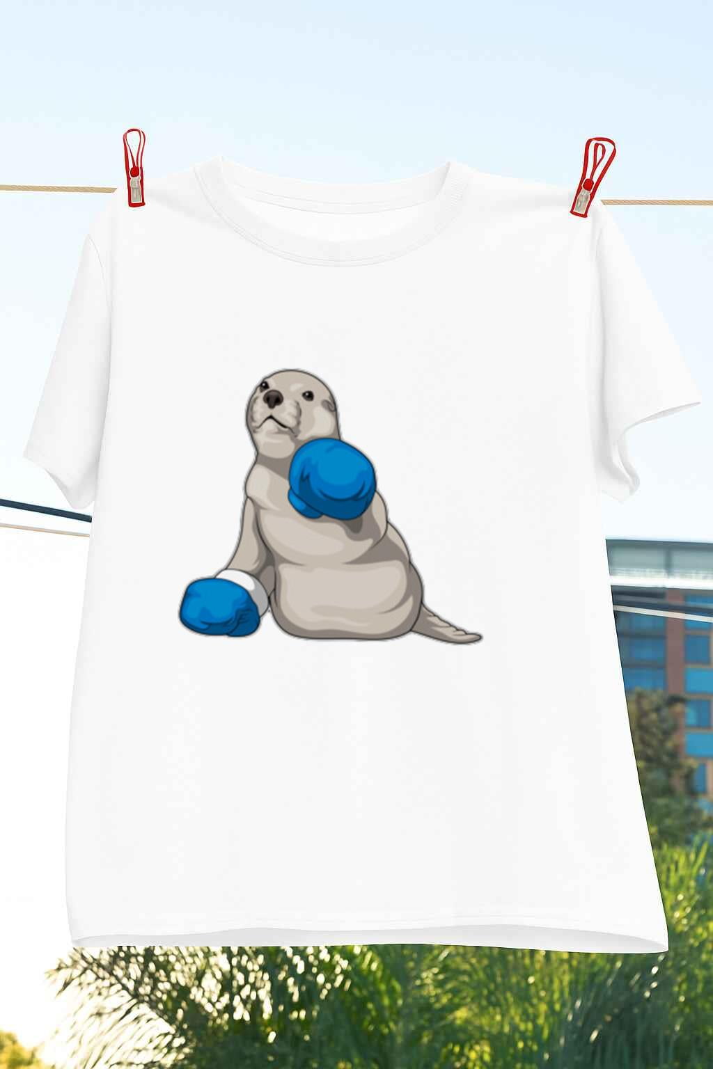 Seal Boxing Gloves Cartoon Unisex T-Shirt up to 5XL - Walmart.com