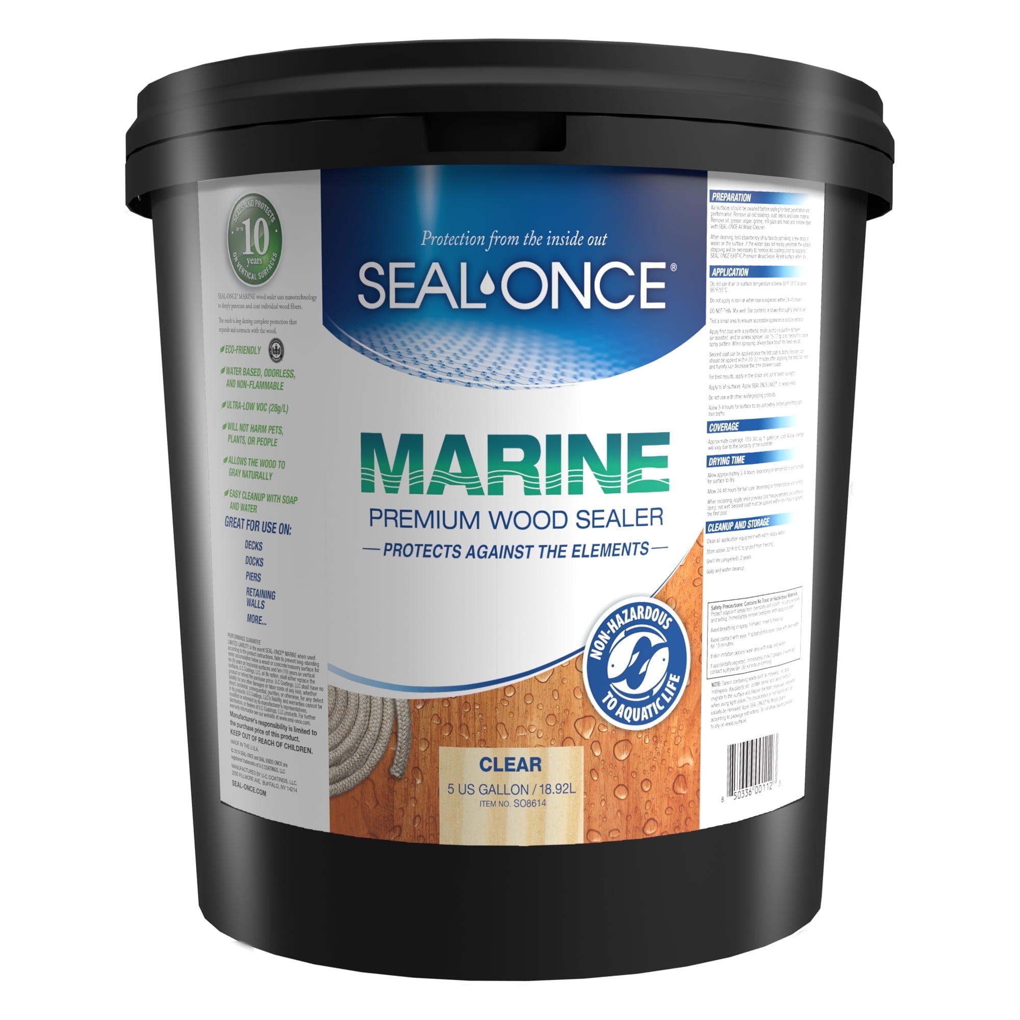 SEAL-ONCE MARINE Wood Sealer & Stain, Waterproof Outdoor Coating ...