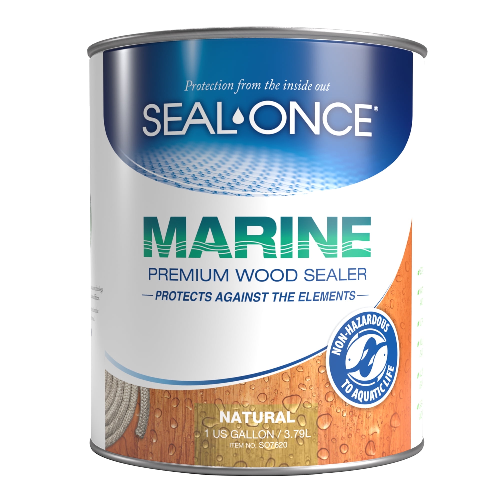 Seal-Once Marine Natural Premium Wood Sealer, 1 Gallon, Deck Outdoor ...