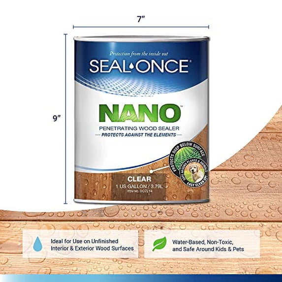 Seal-Once Nano Penetrating Wood Sealer - Premium Waterproof Sealant - 1 ...
