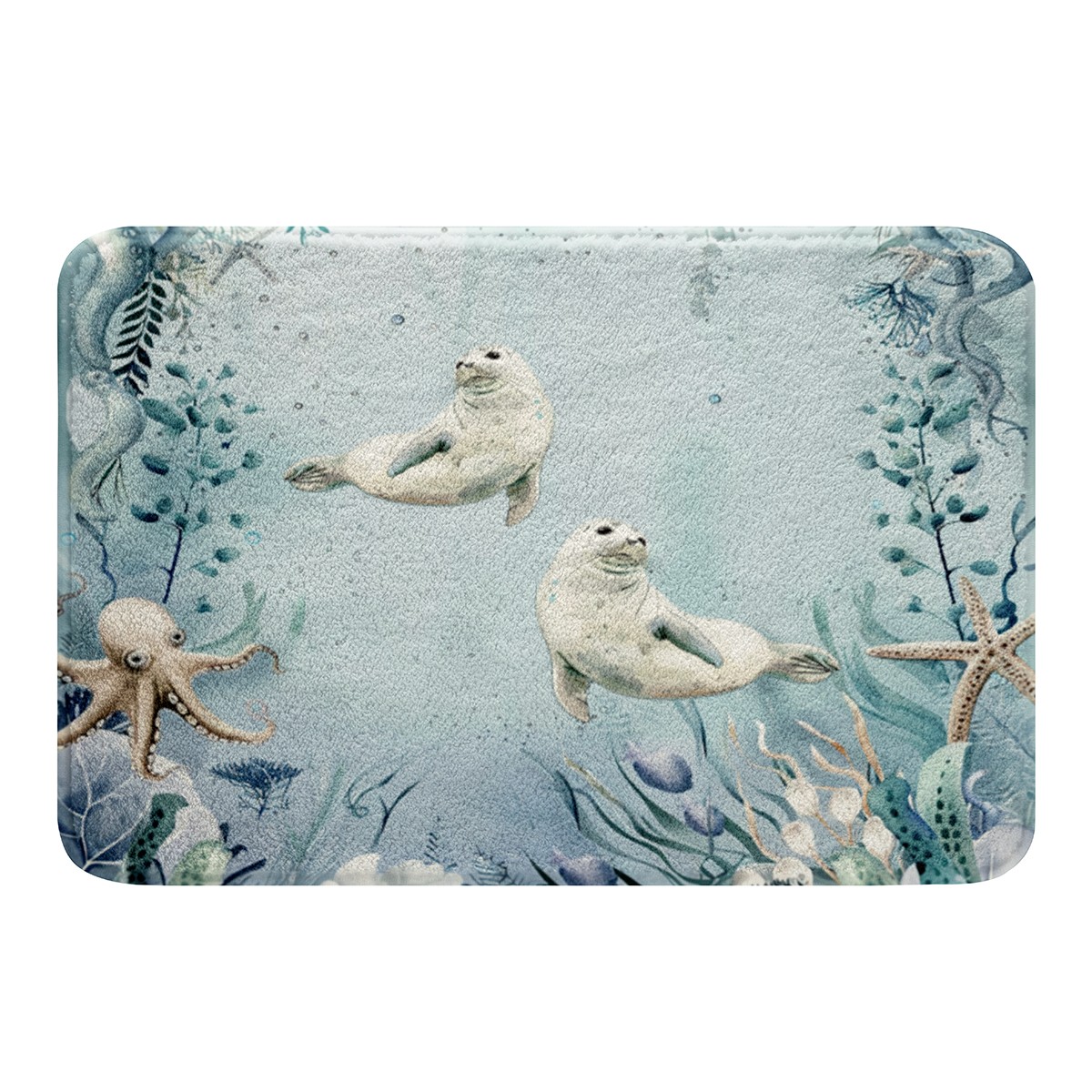 Seal Outdoor Rug Teal Blue Ocean Beach Coastal 16"x24" Area Rug for ...