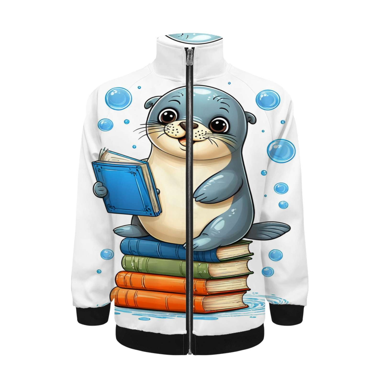 Seal Reading Books Jacket Men's Street Cool Long Sleeves Coat ...