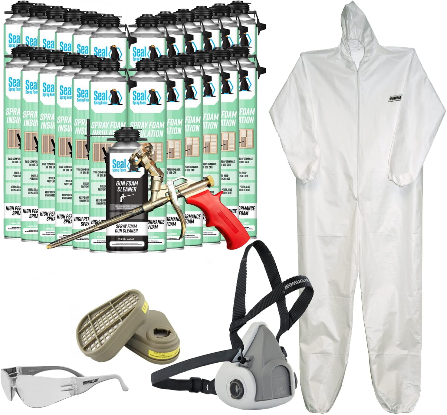 Seal Spray Foam CCI Foam Can Kit w/ 600 Board FT-24 Cans, Angled Gun ...
