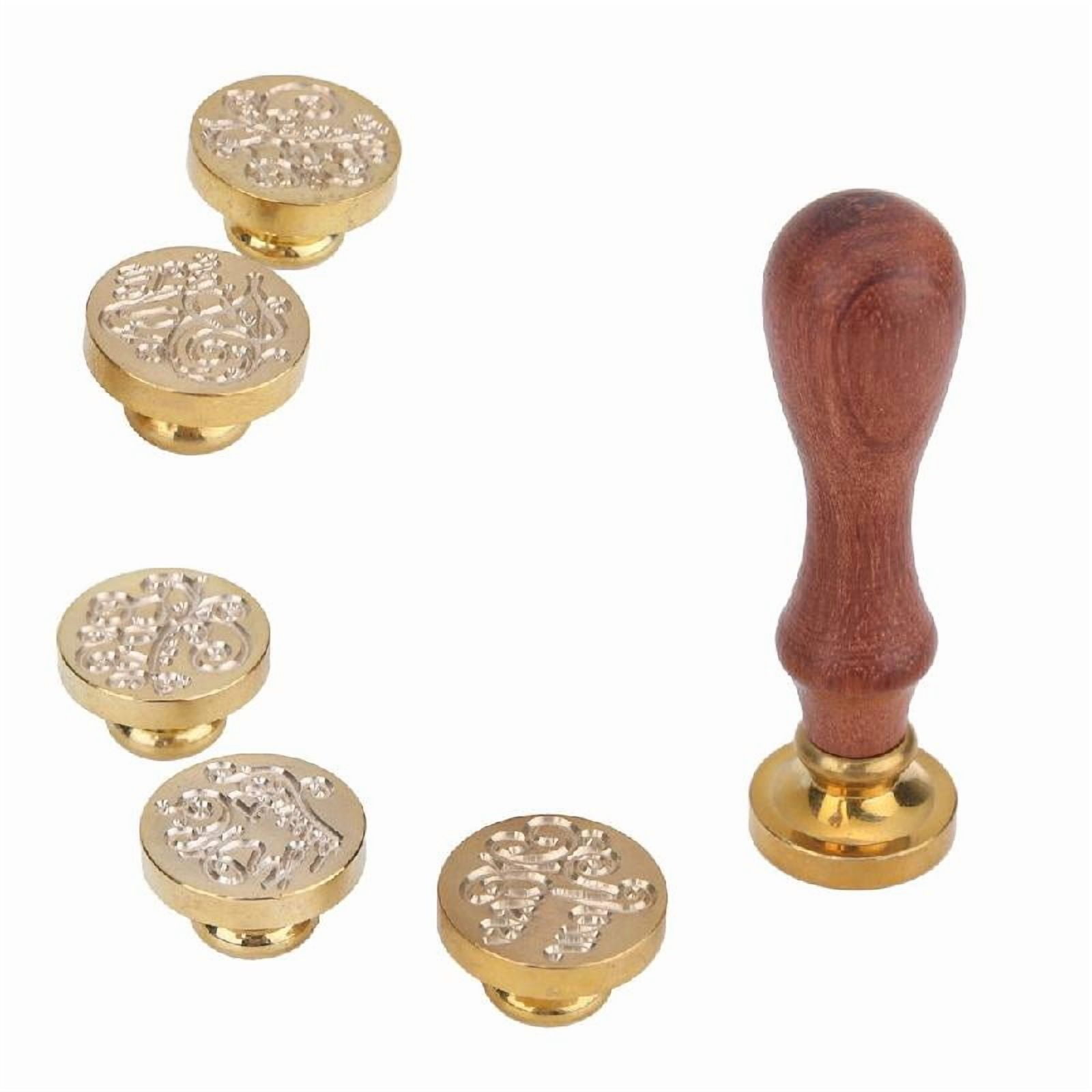 Seal Stamp Head Wood Handle Set with 5 Replaceable Stamp Head - Walmart.com