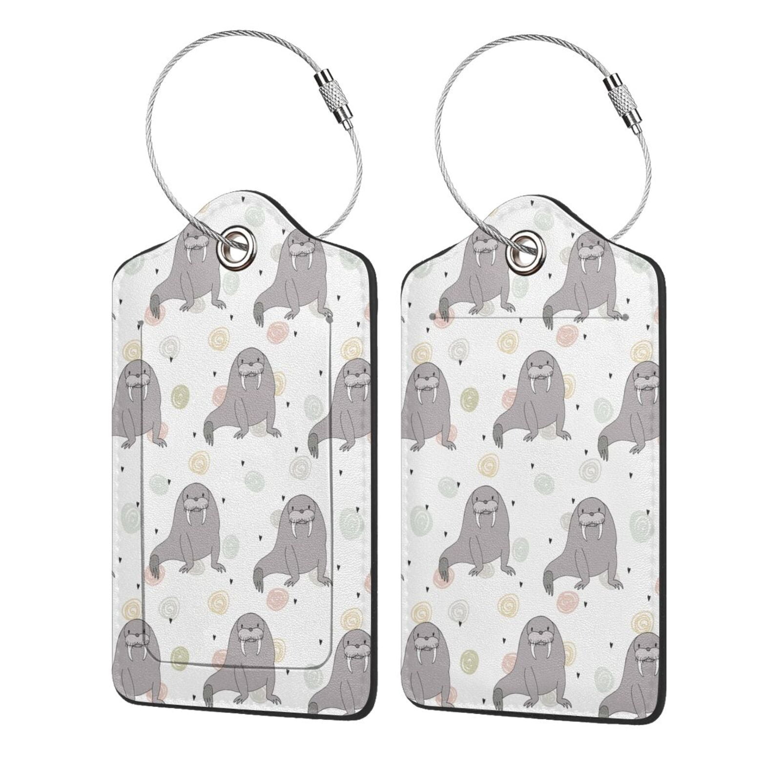 Seal and Walrus Pattern Luggage Tags for Suitcase PU Privacy Cover ID ...