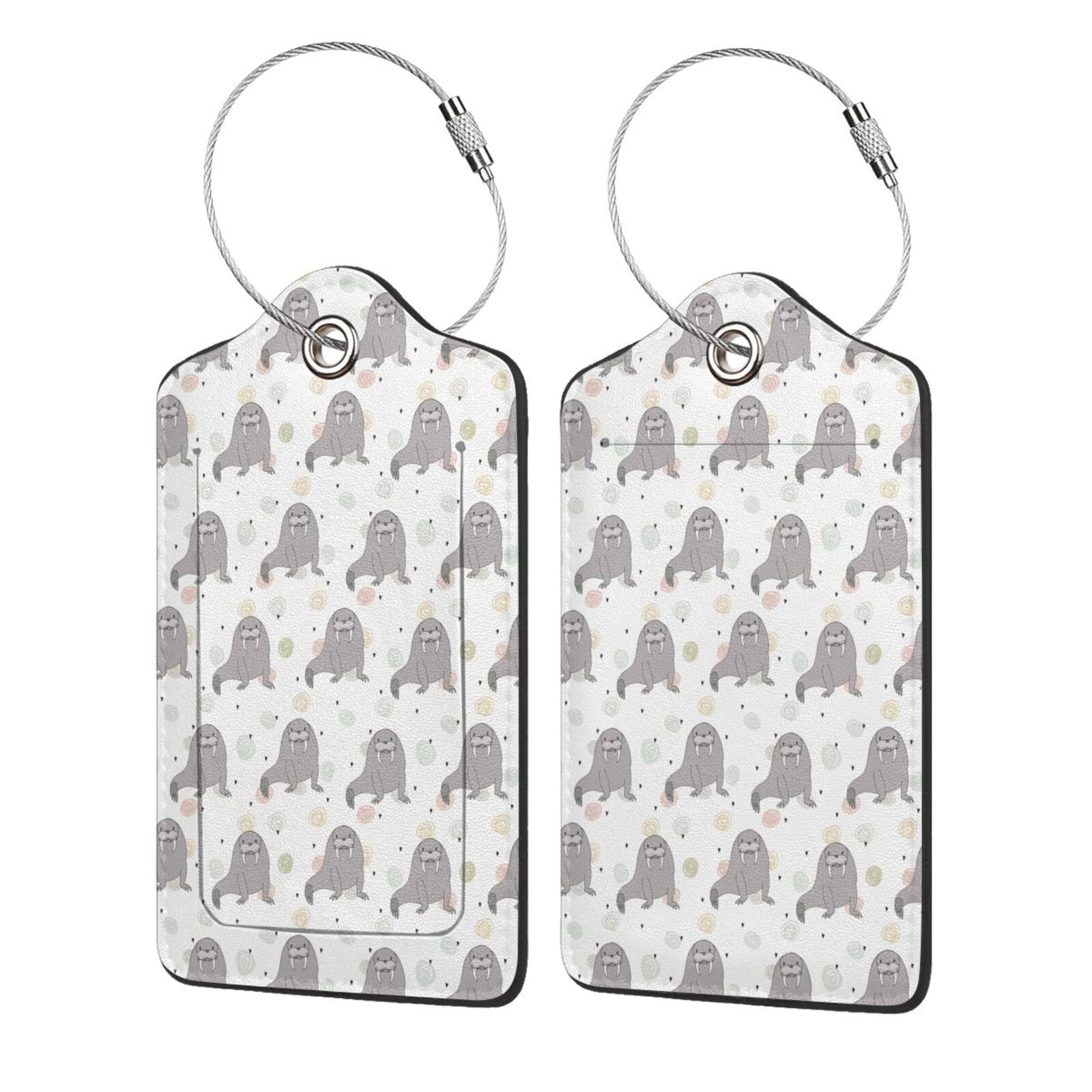 Seal and Walrus Pattern Luggage Tags for Suitcase PU Privacy Cover ID ...