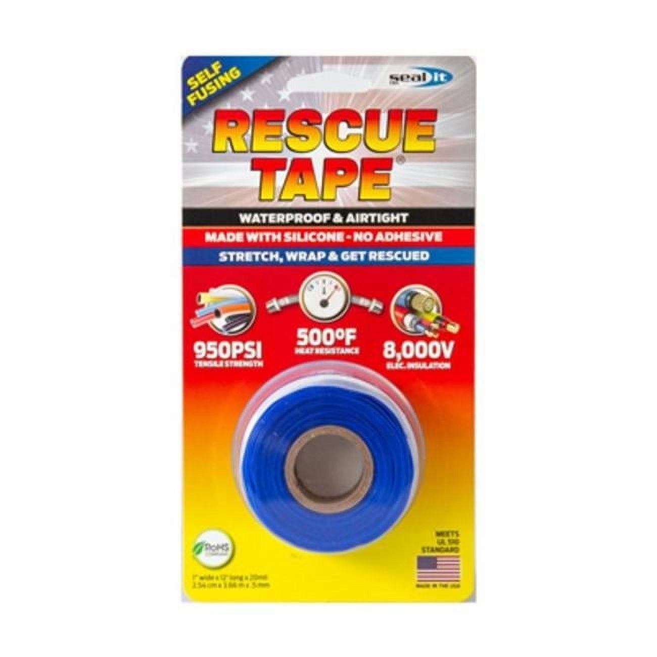 Rescue Tape 1" X 12' Blue Clamshell, Permanent Air-Tight, Water-Tight ...