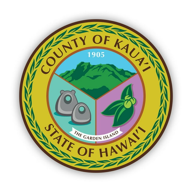 Seal of Kauai County Sticker Decal - Self Adhesive Vinyl - Weatherproof - Made in USA - hi ...