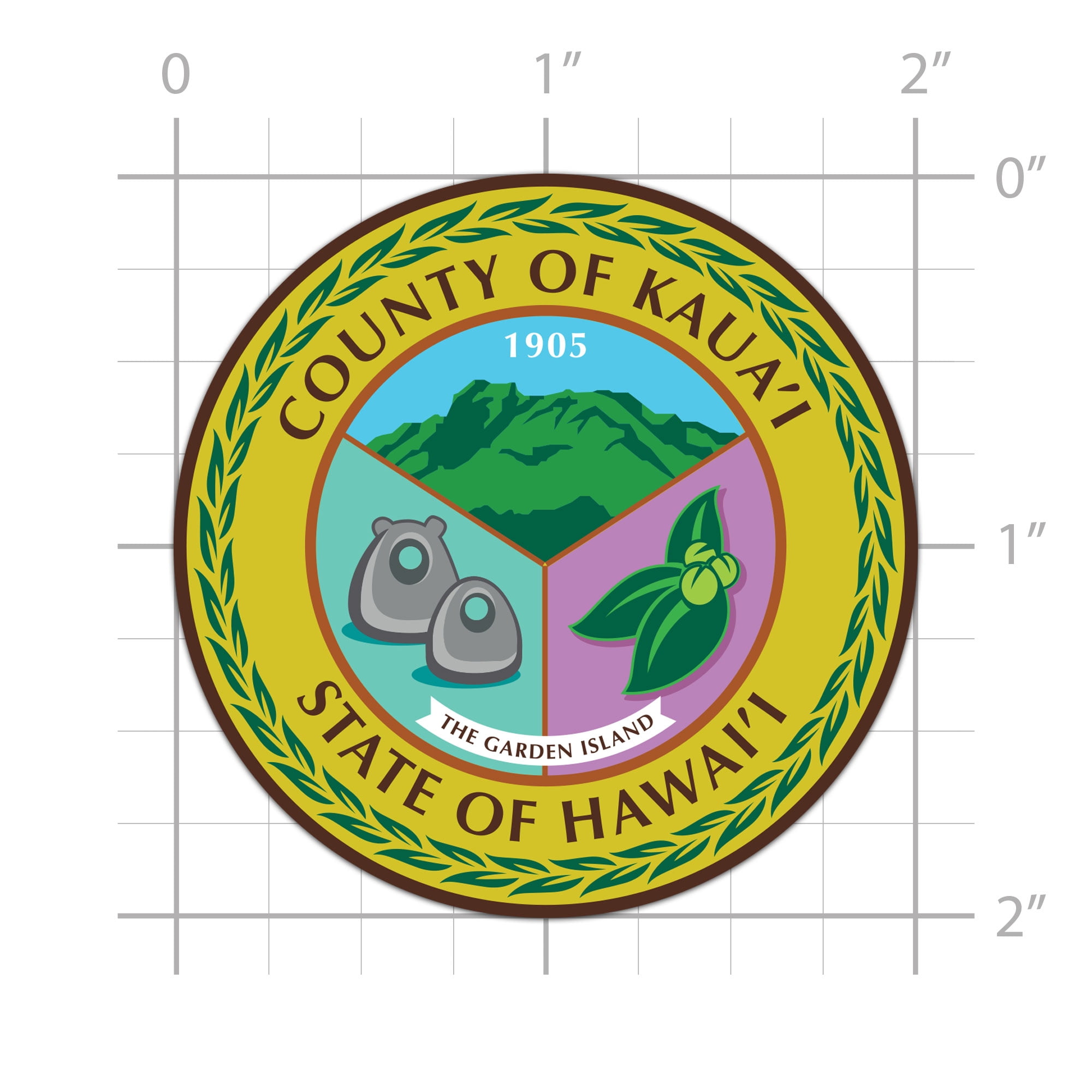 Seal of Kauai County Sticker for water bottle phone tumbler hard hathi ...