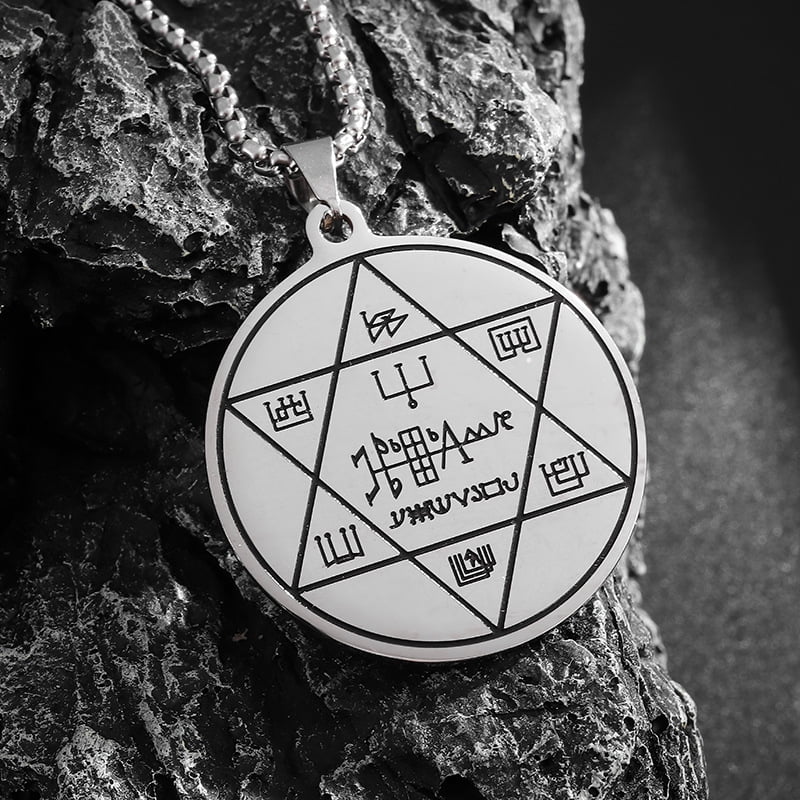 Seal of Solomon Jewish Hexagram Necklace for Women Men 14K White Gold ...