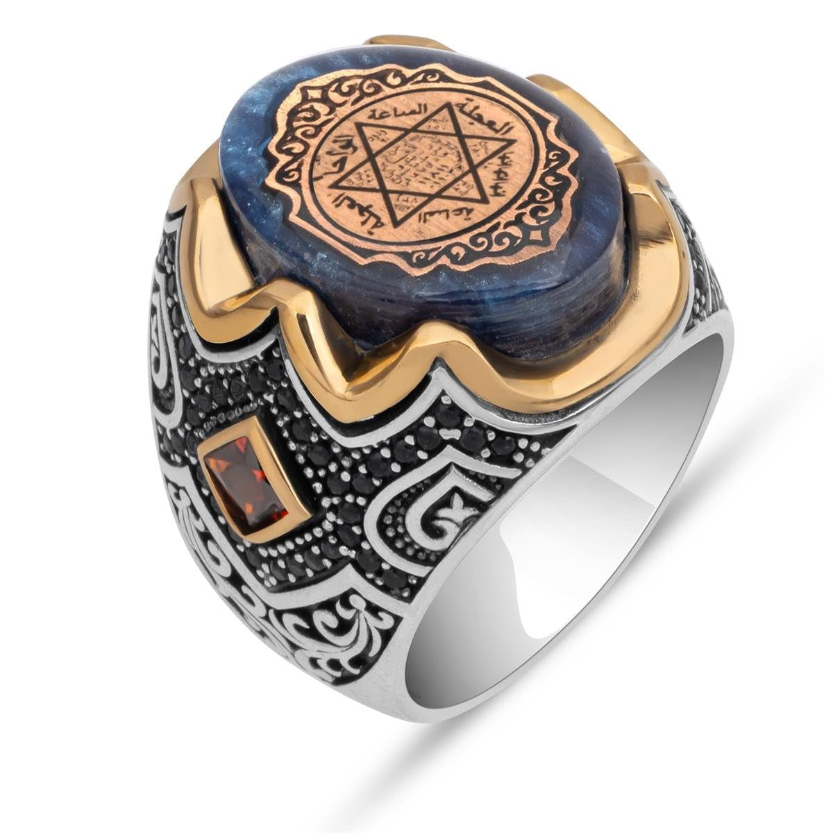 Seal of Solomon-Star of David Ring-Handmade Mens Ring-Aging Style ...