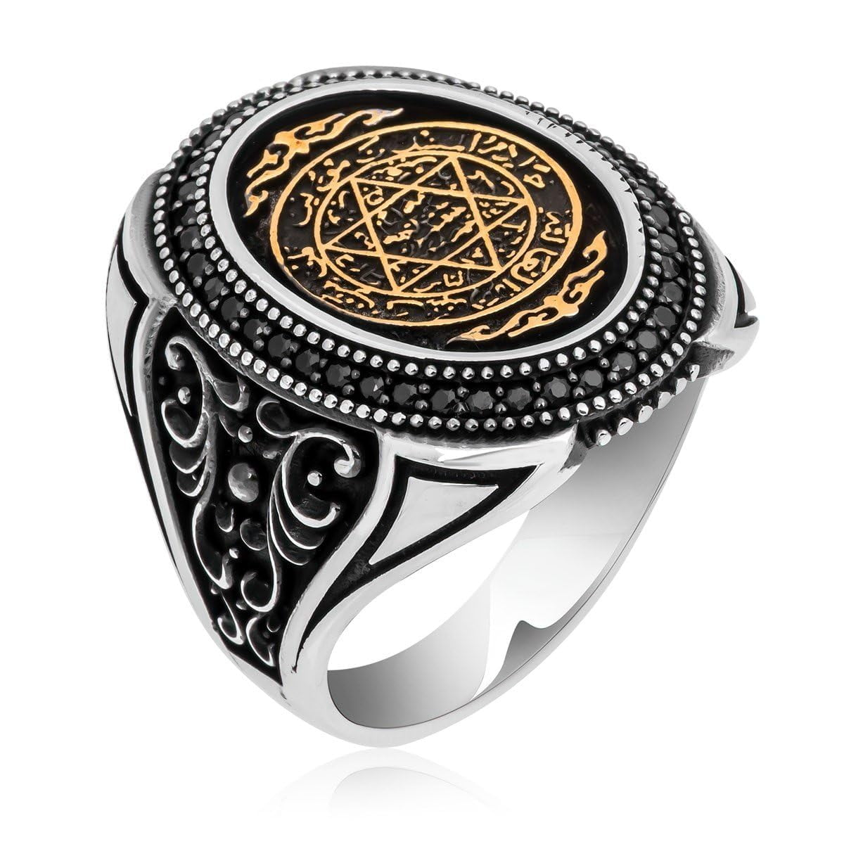 Roarsilver Seal of Solomon-Star of David Ring-Handmade Mens Ring-Aging ...