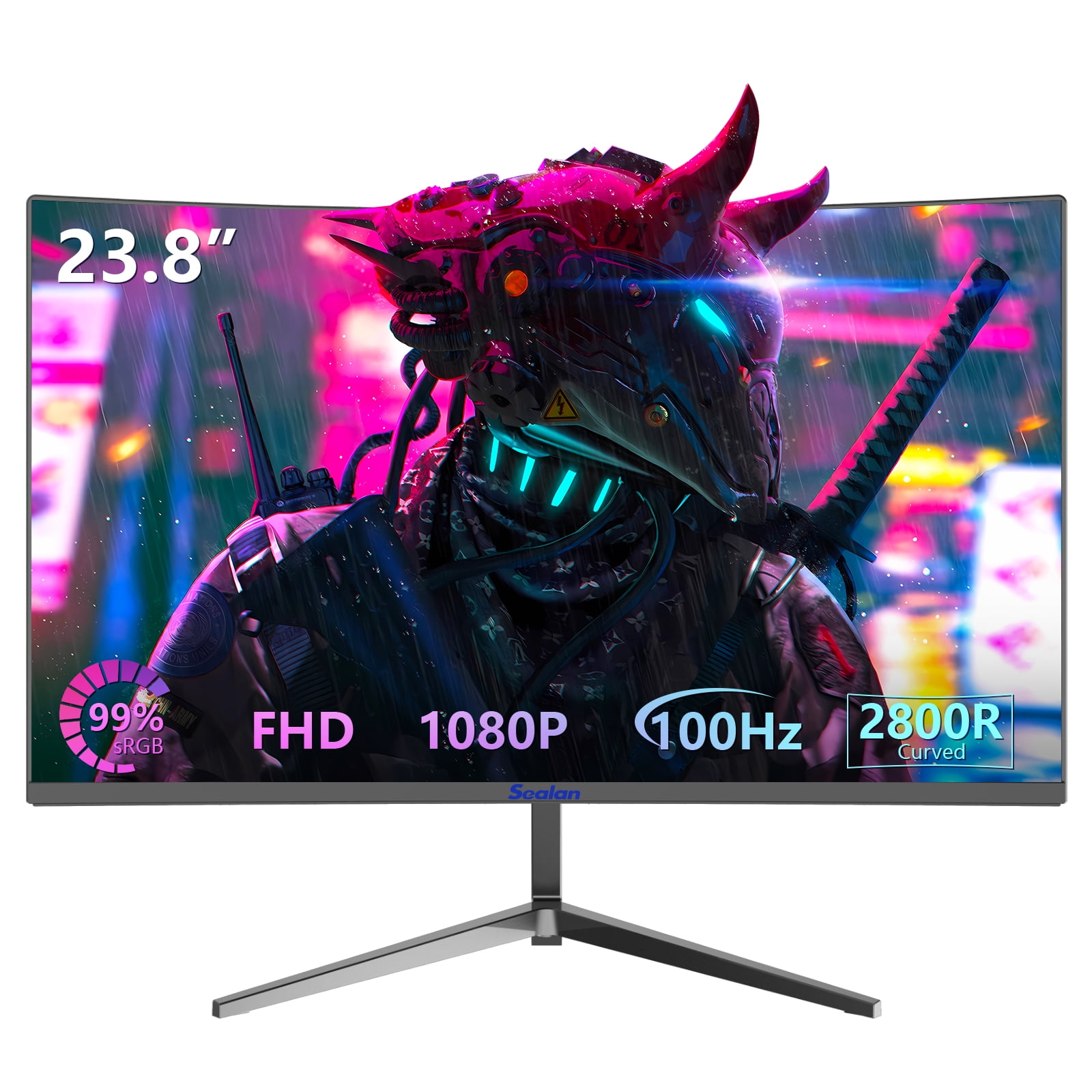 Sealan 24 Inch Curved Monitor 16:9 Aspect Ratio 100HZ FHD LED Display ...