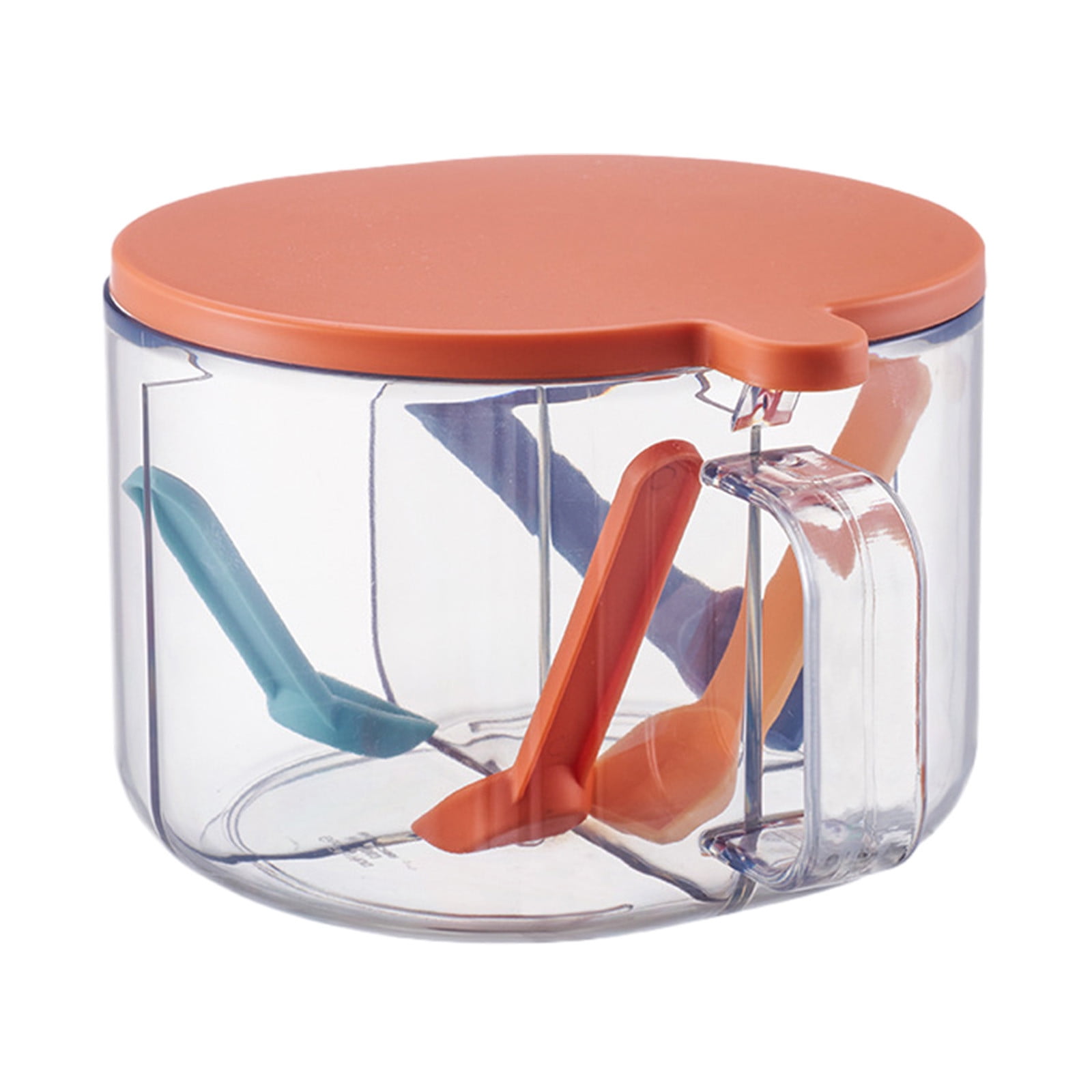 Sealed 4-Compartment Spice Jar with Spoon & Lid, Multi-Compartment ...